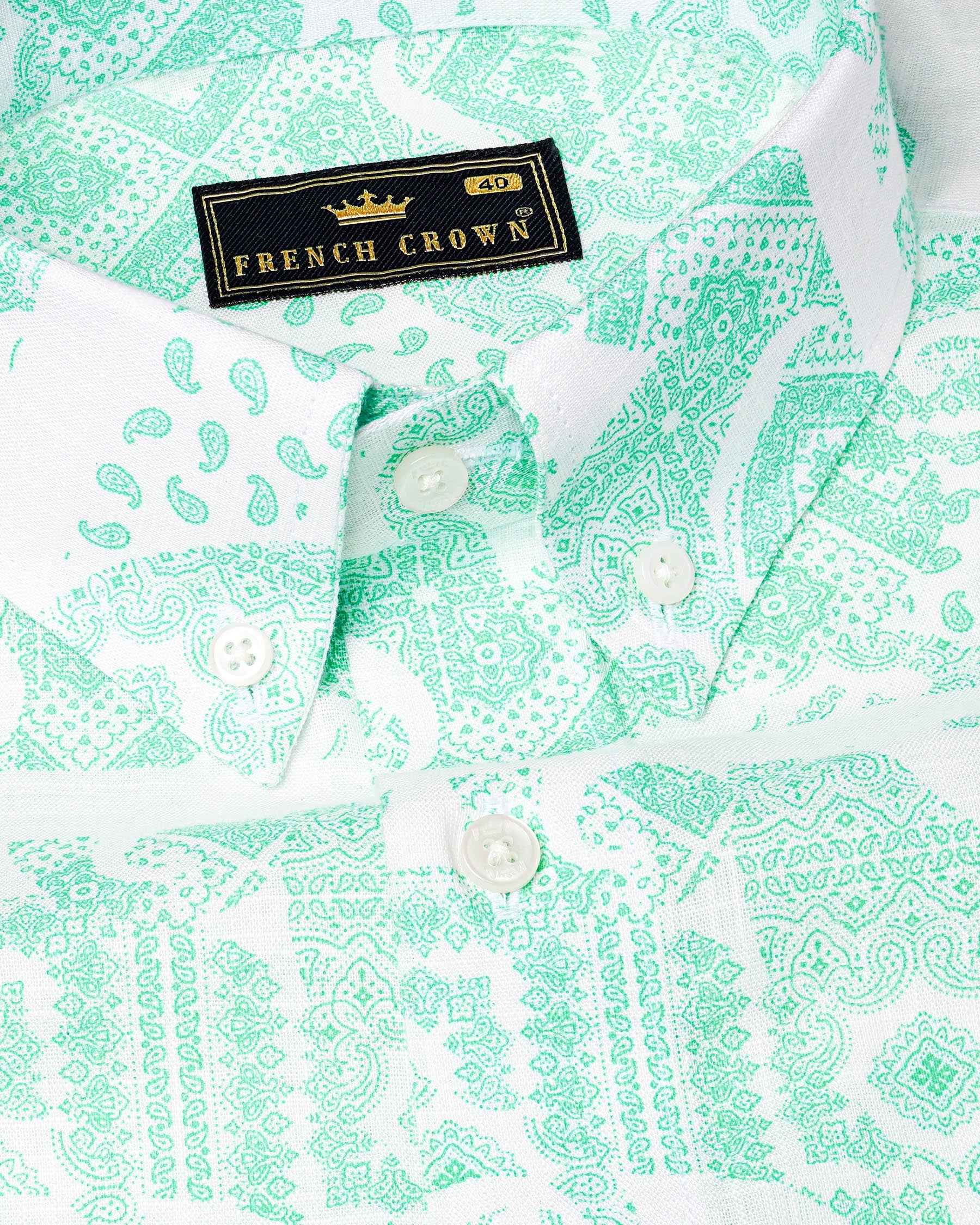 Riptide Casual Prints Premium Linen Button-Down Shirt For Men.