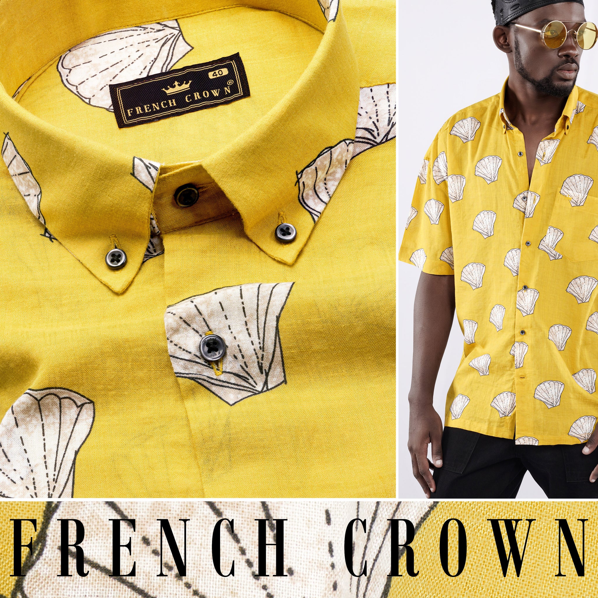 Turmeric Brown Formal/Casual Prints Premium Cotton Button-Down Shirt ...