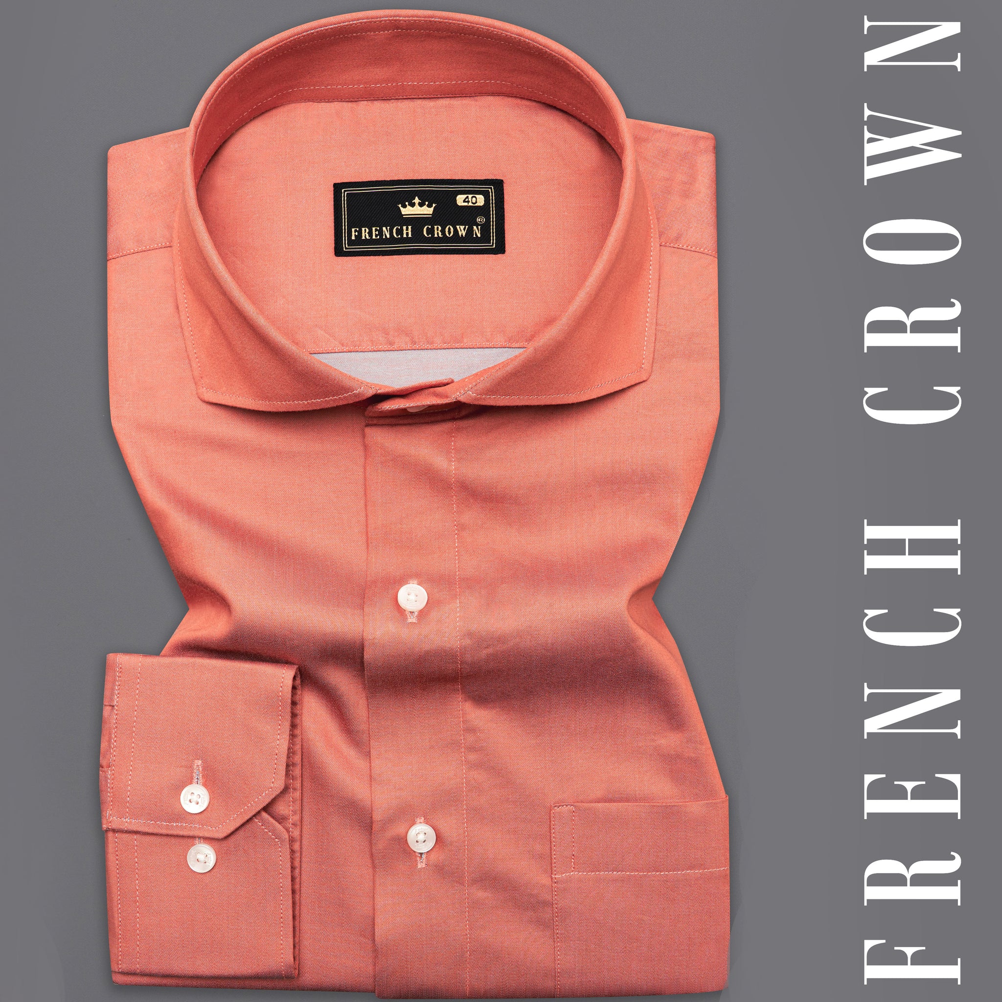 Terracotta Orange Formal/Casual Plain-Solid Premium Cotton Shirt For ...