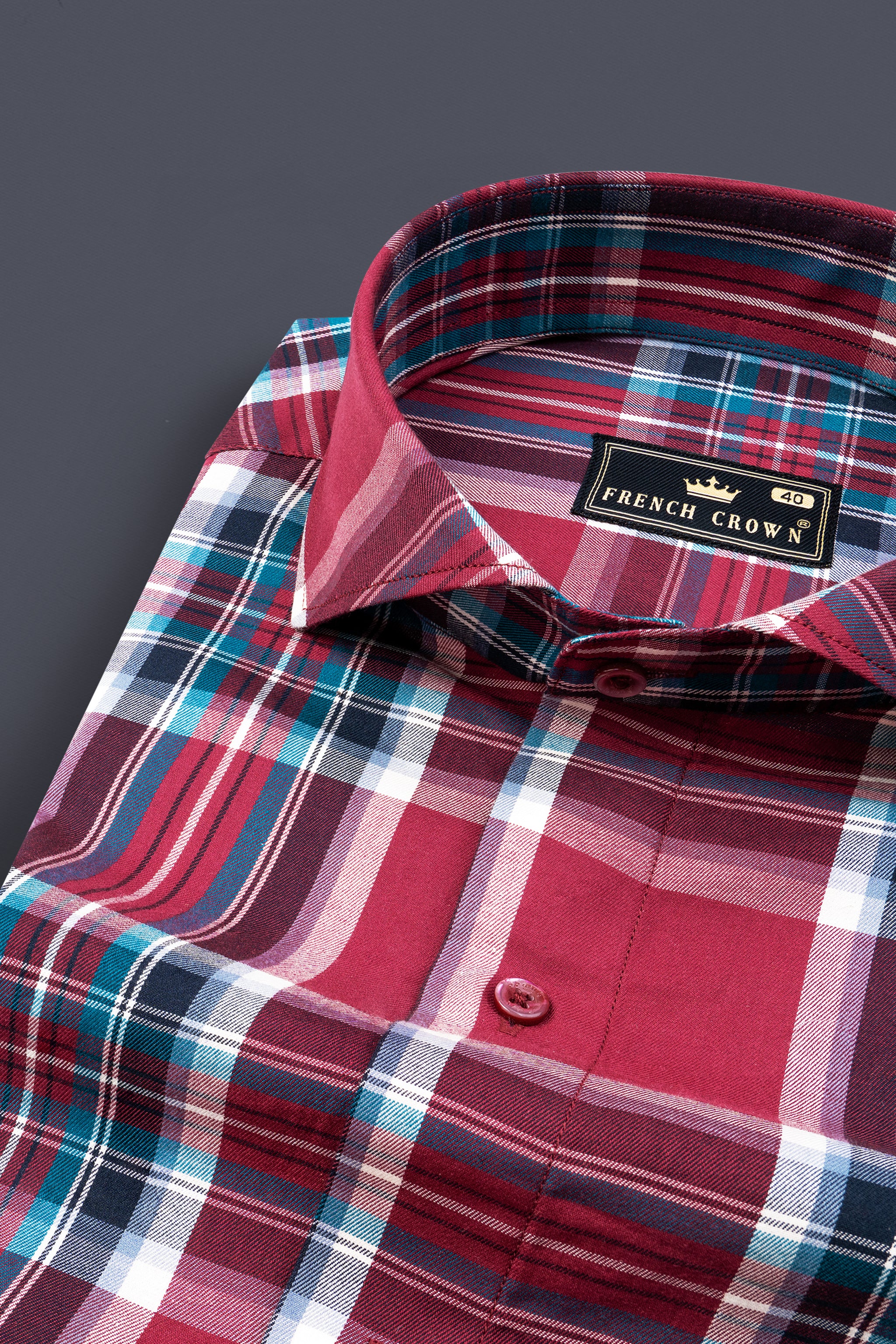 Claret Wine with Multicolored Formal/Casual Checks-Plaid Premium Cotton ...