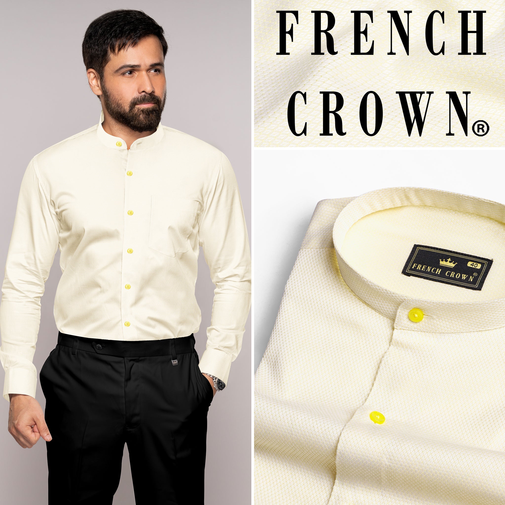 Wheatfield Beige Formal/Casual Textured Premium Cotton Shirt For Men