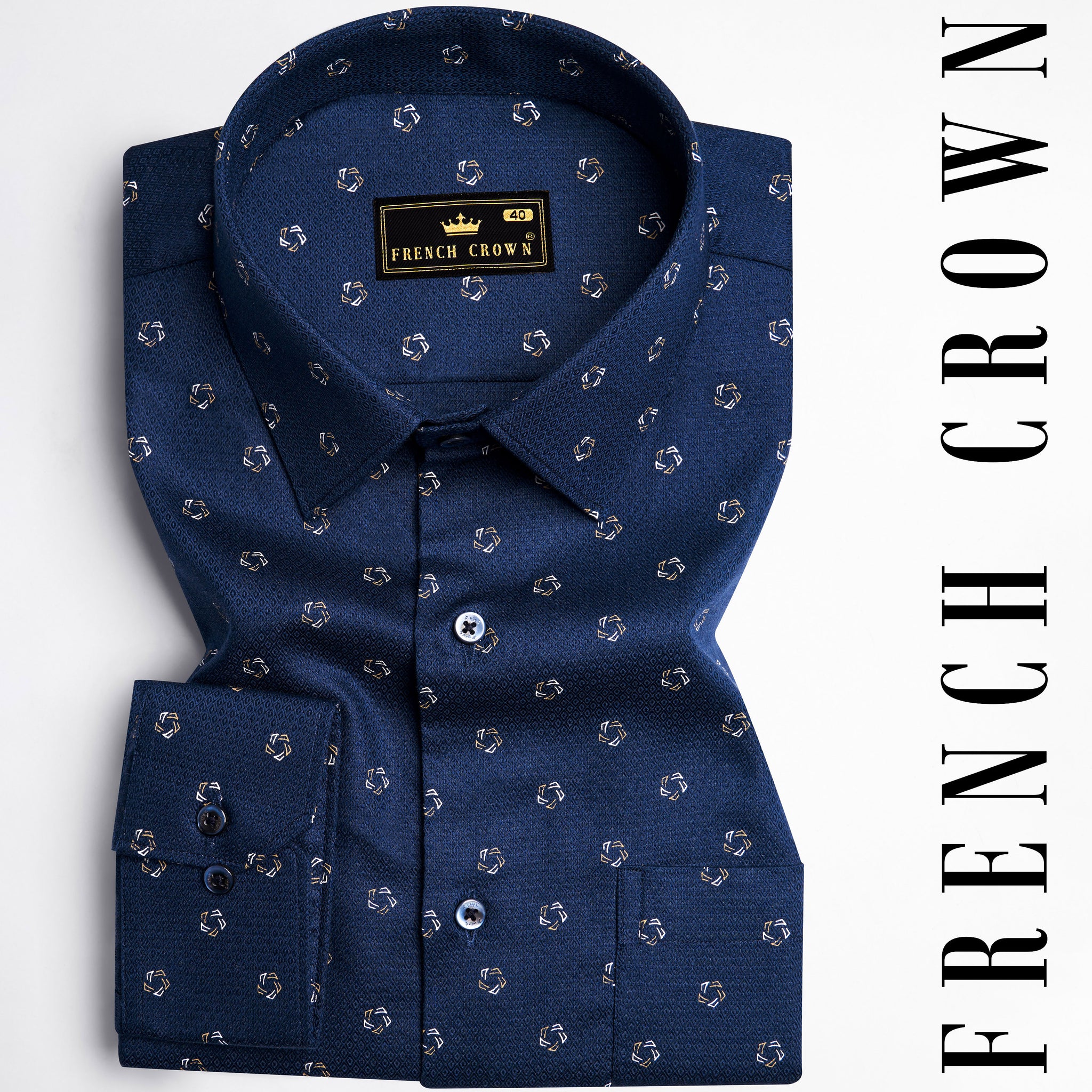 Downriver Blue Casual Prints Premium Cotton Shirt For Men