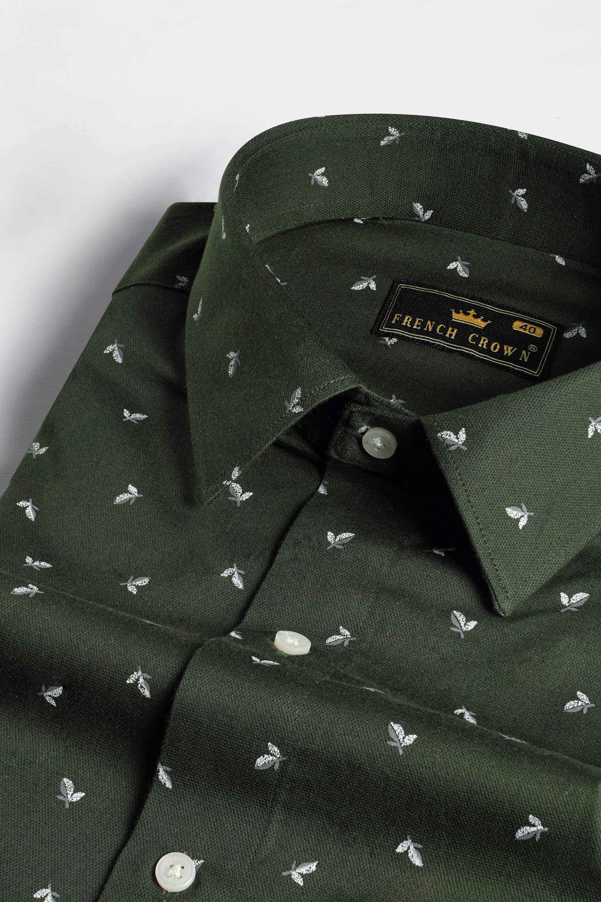 Cabbage Pont Green with White Formal/Casual Prints Premium Cotton Shirt ...