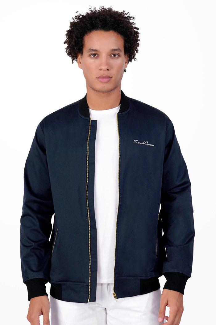 Yale Blue Premium Giza Cotton Cotton Bomber Jacket