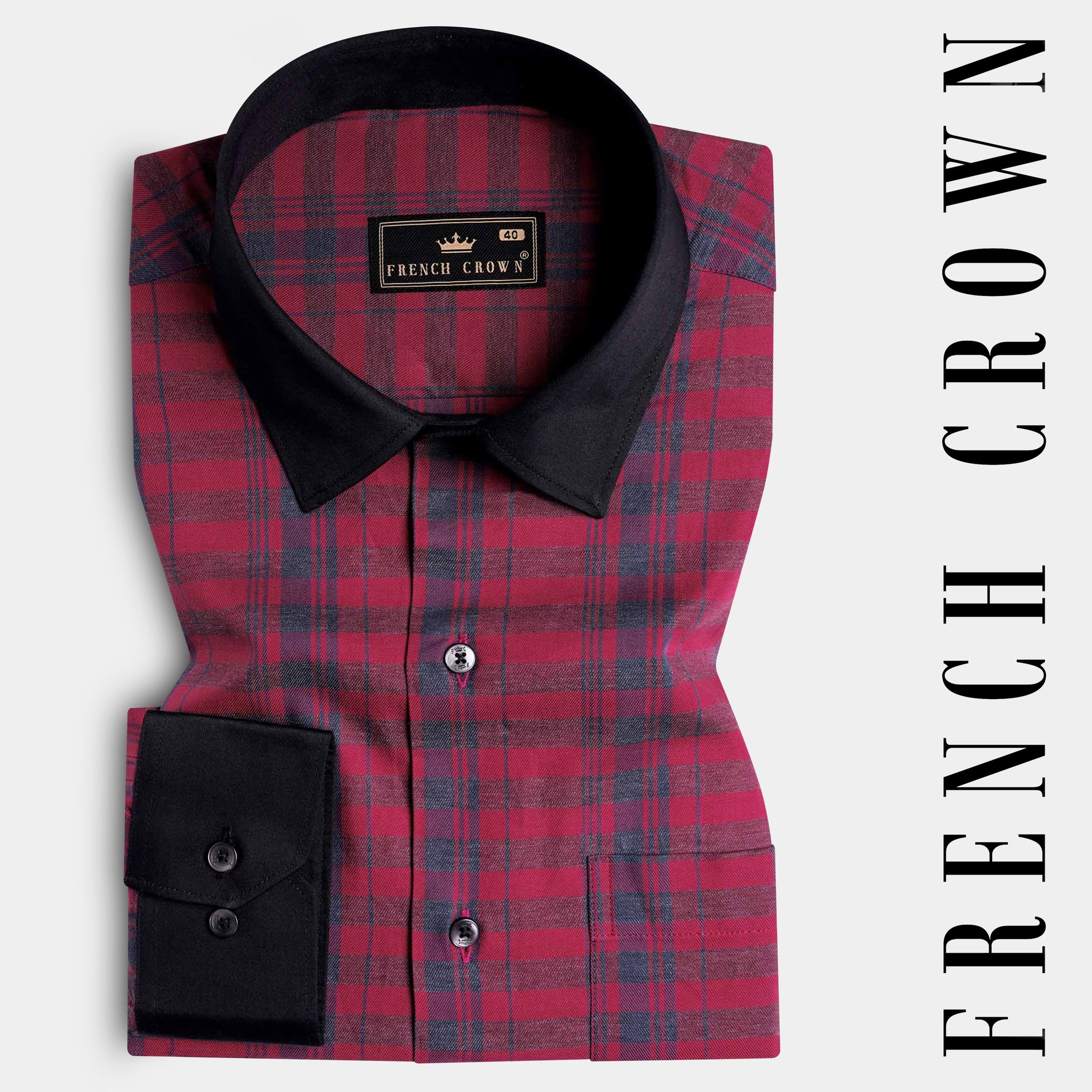 Claret Red Formal/Casual Checks-Plaid Premium Cotton Shirt For Men