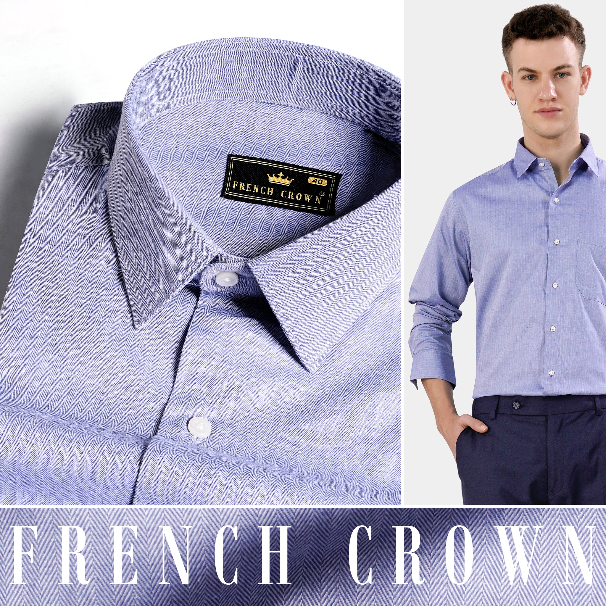 Chetwode Blue Formal/Casual Textured Premium Cotton Shirt For Men