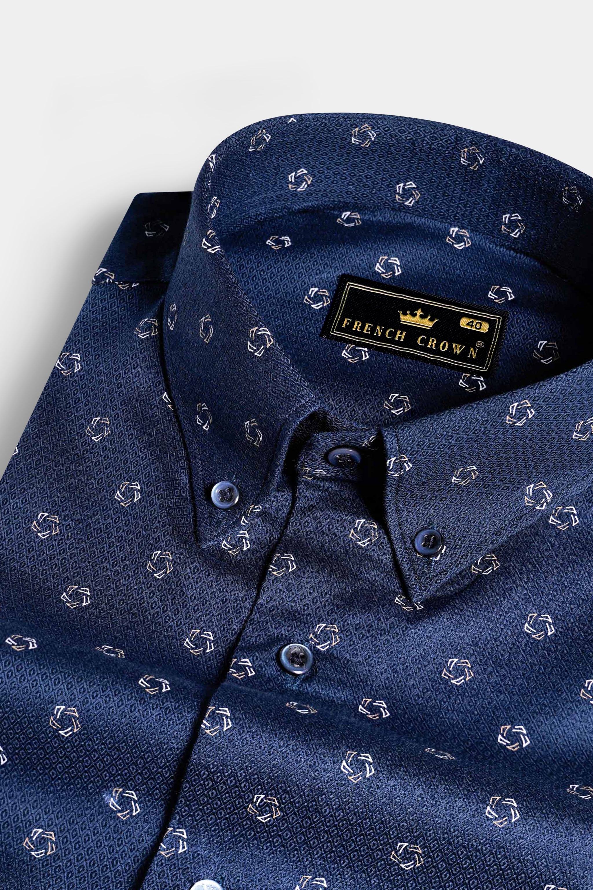 Cloud Burst Blue Formal/Casual Prints Premium Cotton Button-Down Shirt ...