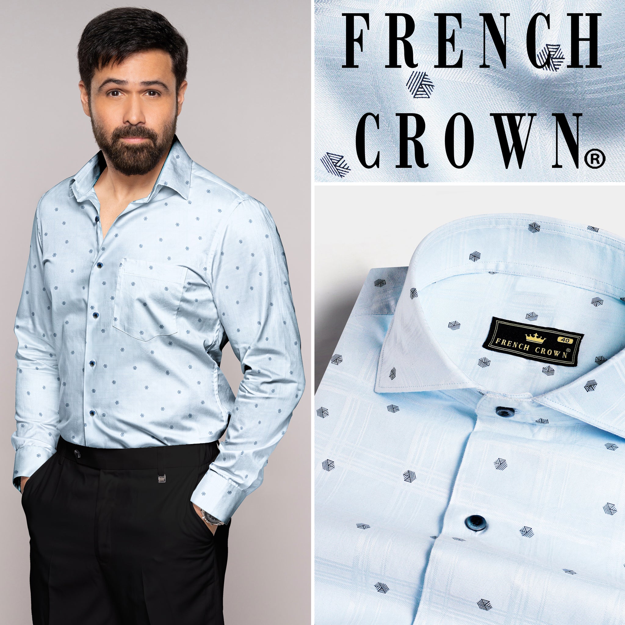 Botticelli Blue Casual Textured Premium Cotton Shirt For Men