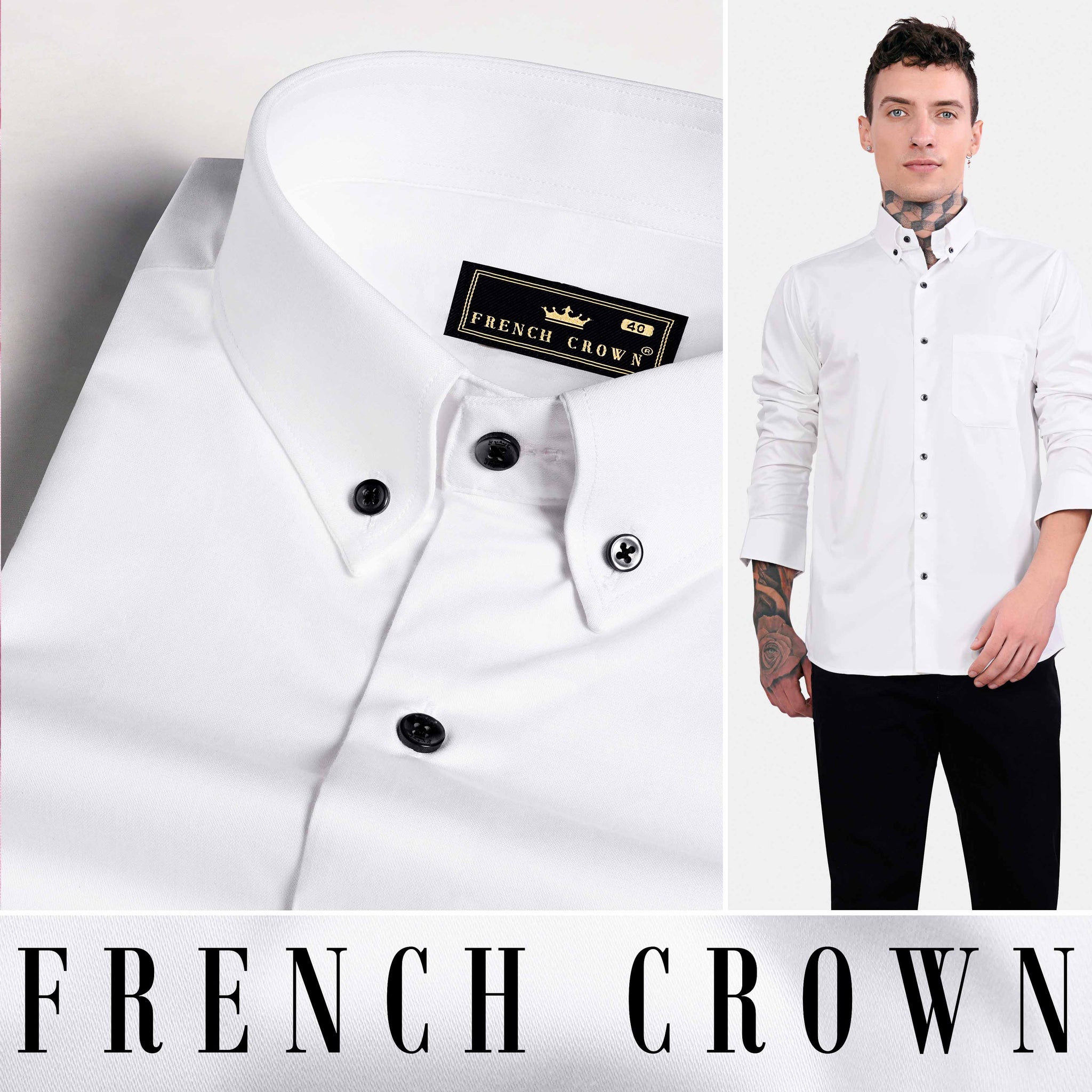 Bright White Formal Textured Premium Cotton Button-Down Shirt For Men