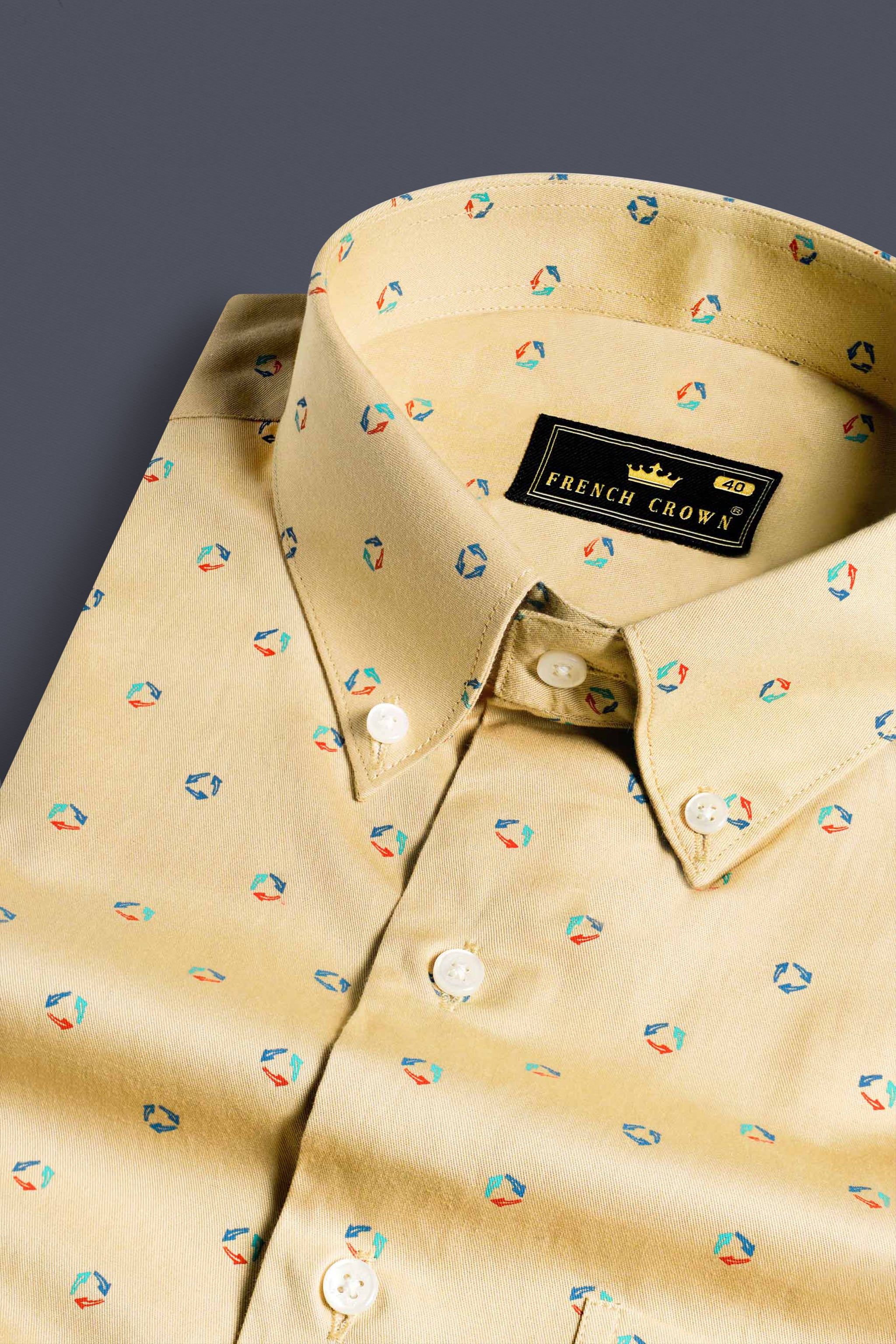Burly Brown Casual Prints Premium Cotton Button-Down Shirt For Men