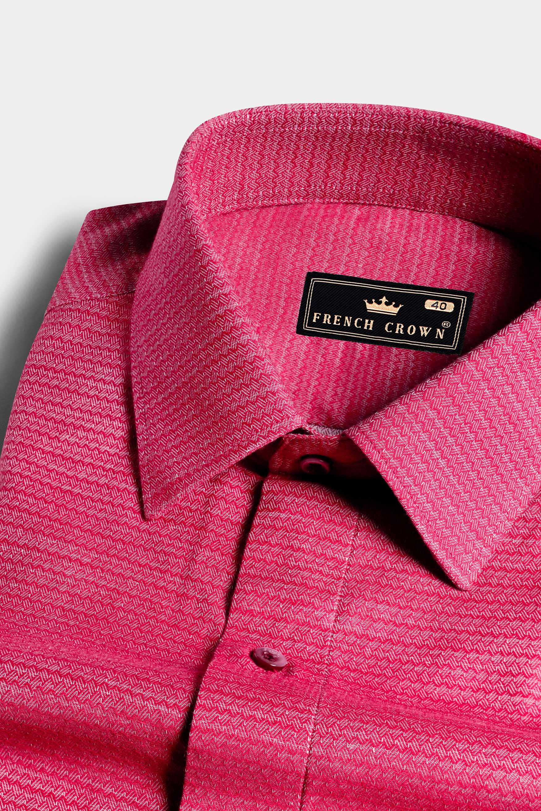 Mandy Pink Formal Textured Premium Cotton Shirt For Men