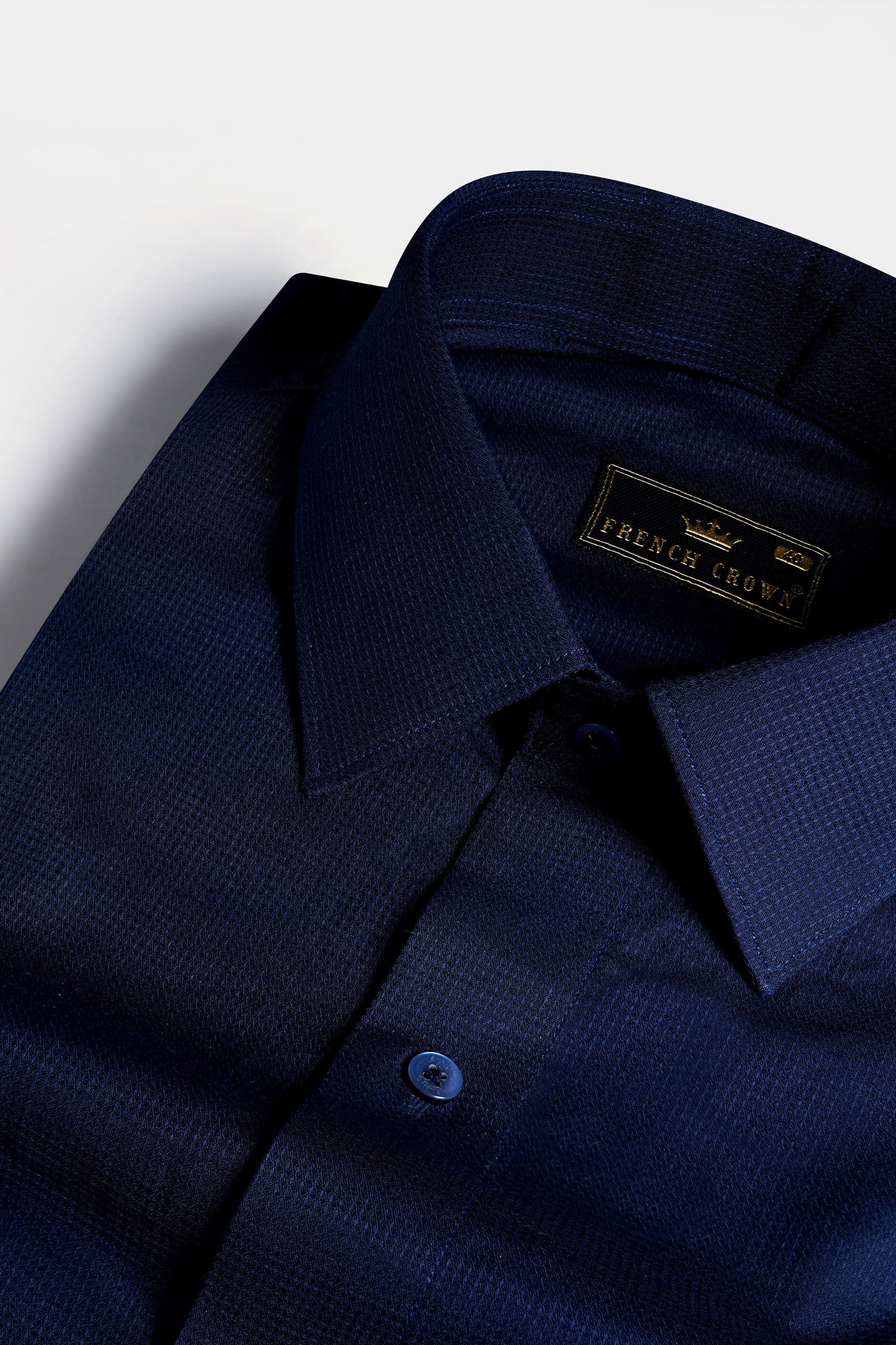 Cinder Blue Casual Textured Premium Cotton Shirt For Men