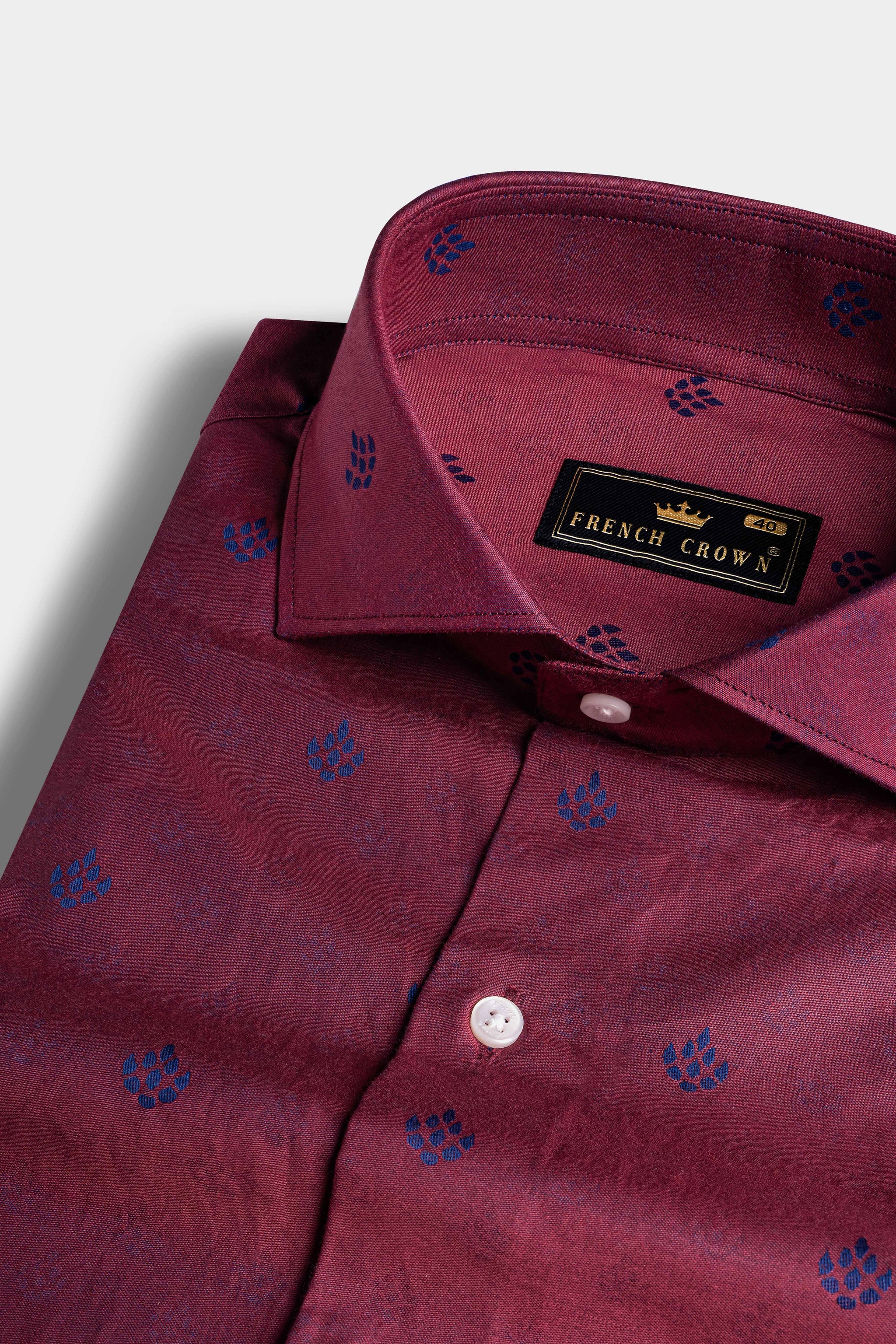 Merlot Maroon Formal/Casual Textured Premium Cotton Shirt For Men