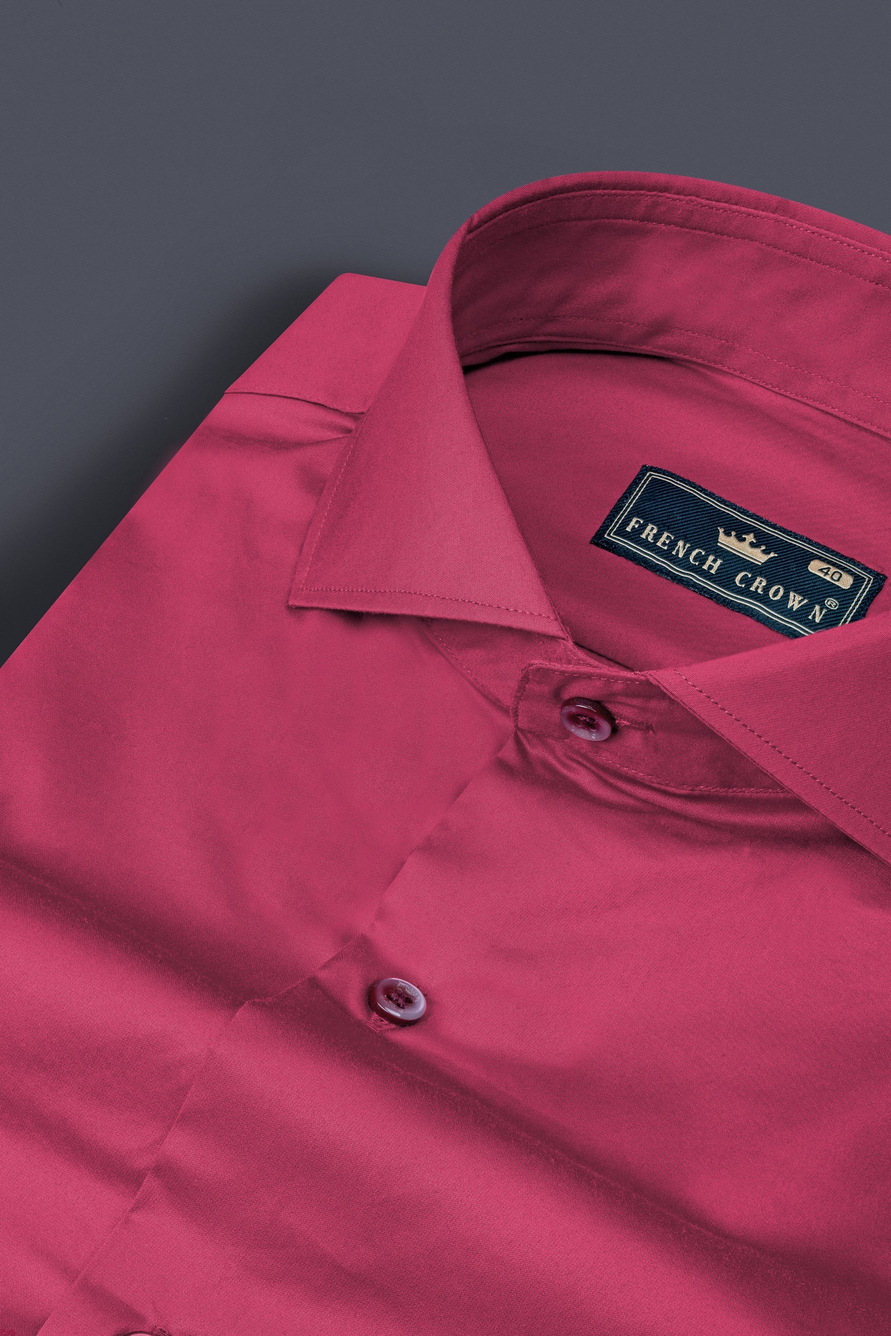 Hibiscus Red Subtle Sheen Formal Plain-Solid Premium Cotton Shirt For Men