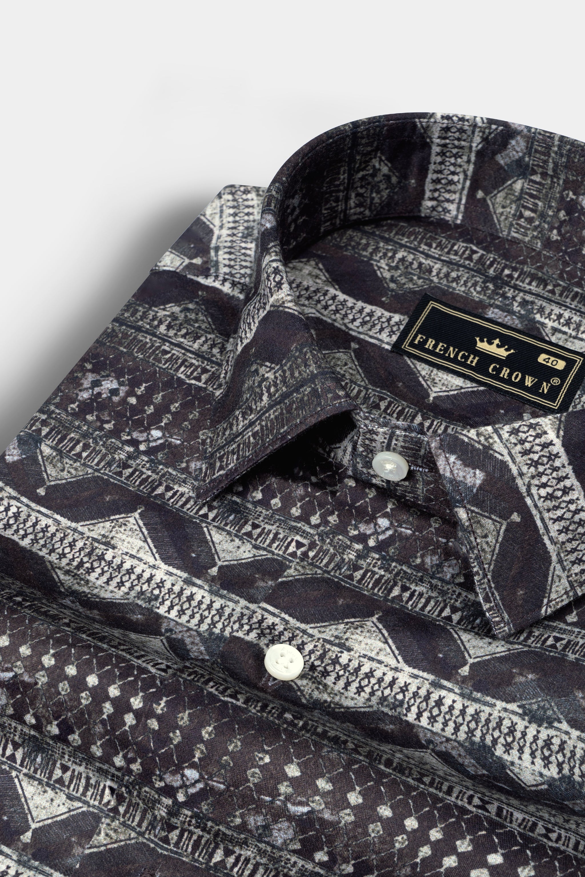 Iridium Gray Casual Prints Premium Cotton Shirt For Men