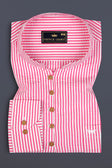 Raspberry Pink with Vista White Stripes Premium Cotton Indian Kurta ...
