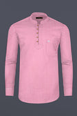 Raspberry Pink with Vista White Stripes Premium Cotton Indian Kurta ...