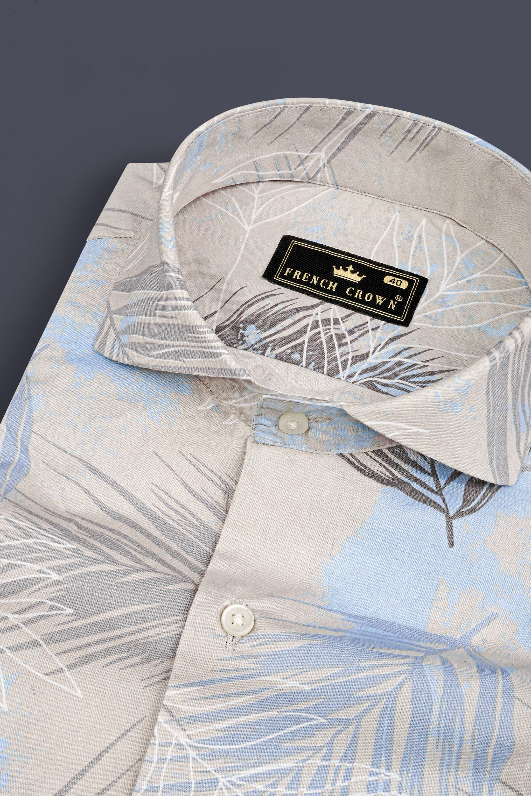 Cloud Cream With Botticelli Blue Tropical Casual Prints Premium Cotton ...