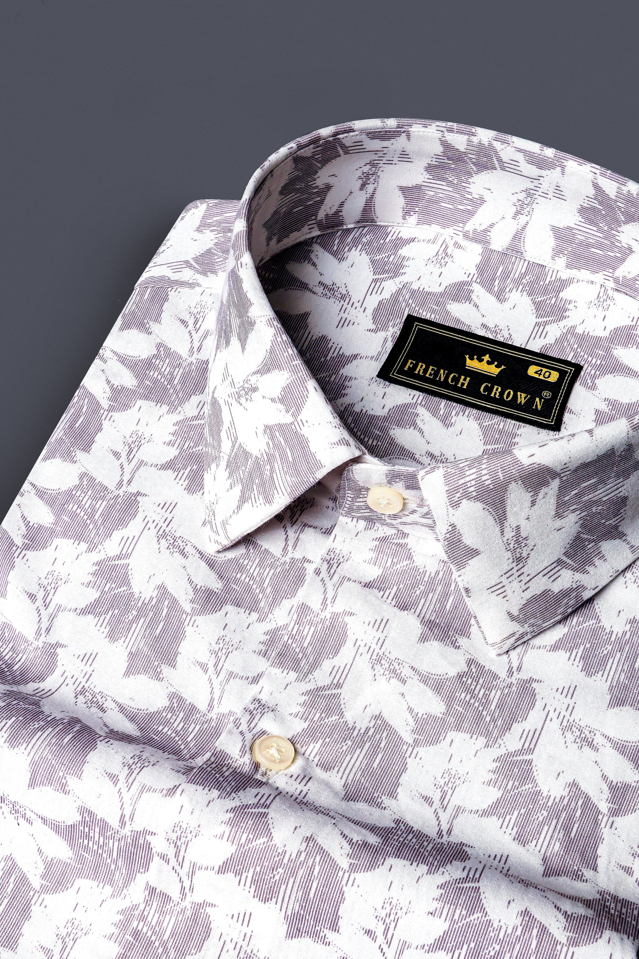 Mobster purple And Bright White Casual Prints Premium Cotton Shirt For Men