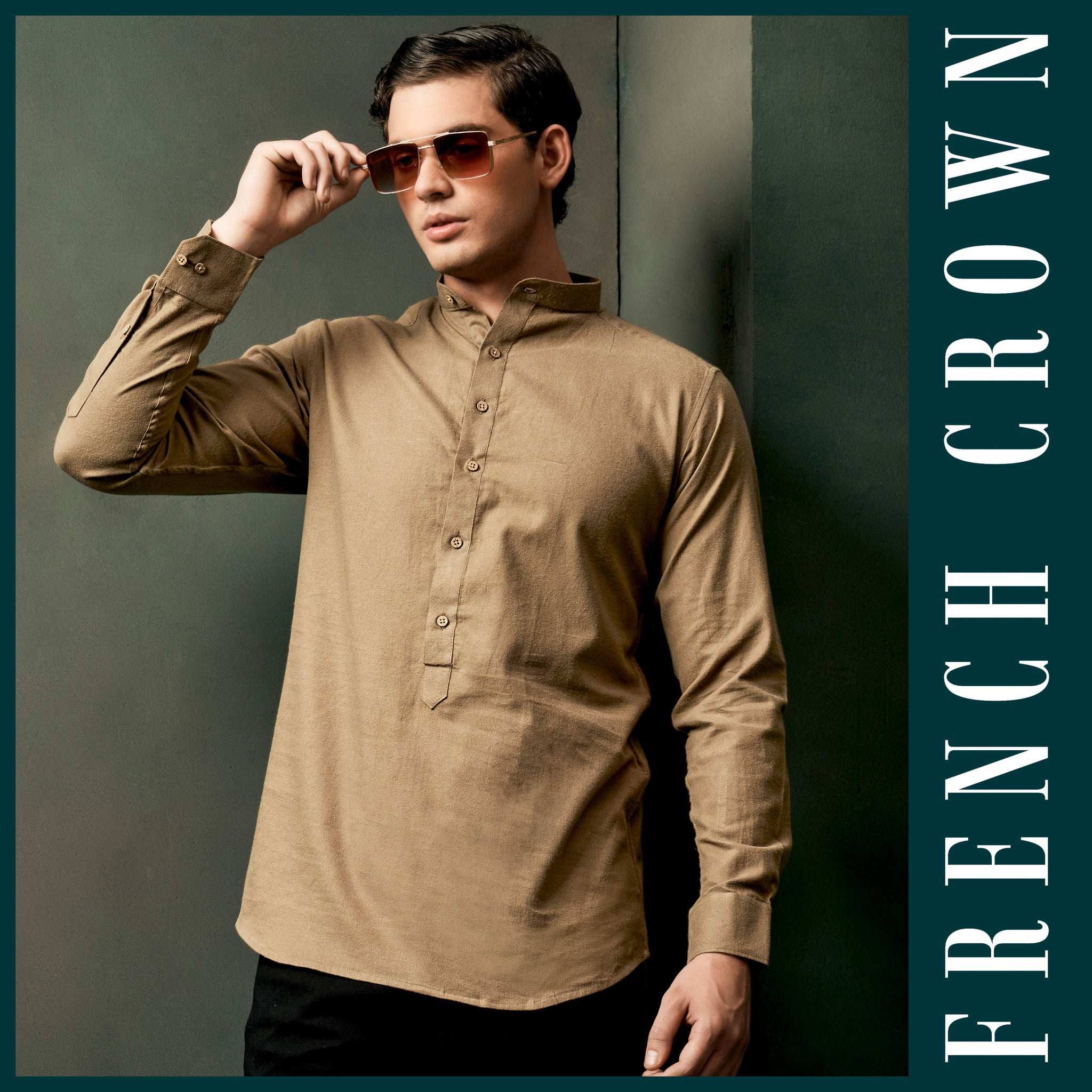 Barley Brown Casual Plain-Solid Premium Cotton Shirt For Men