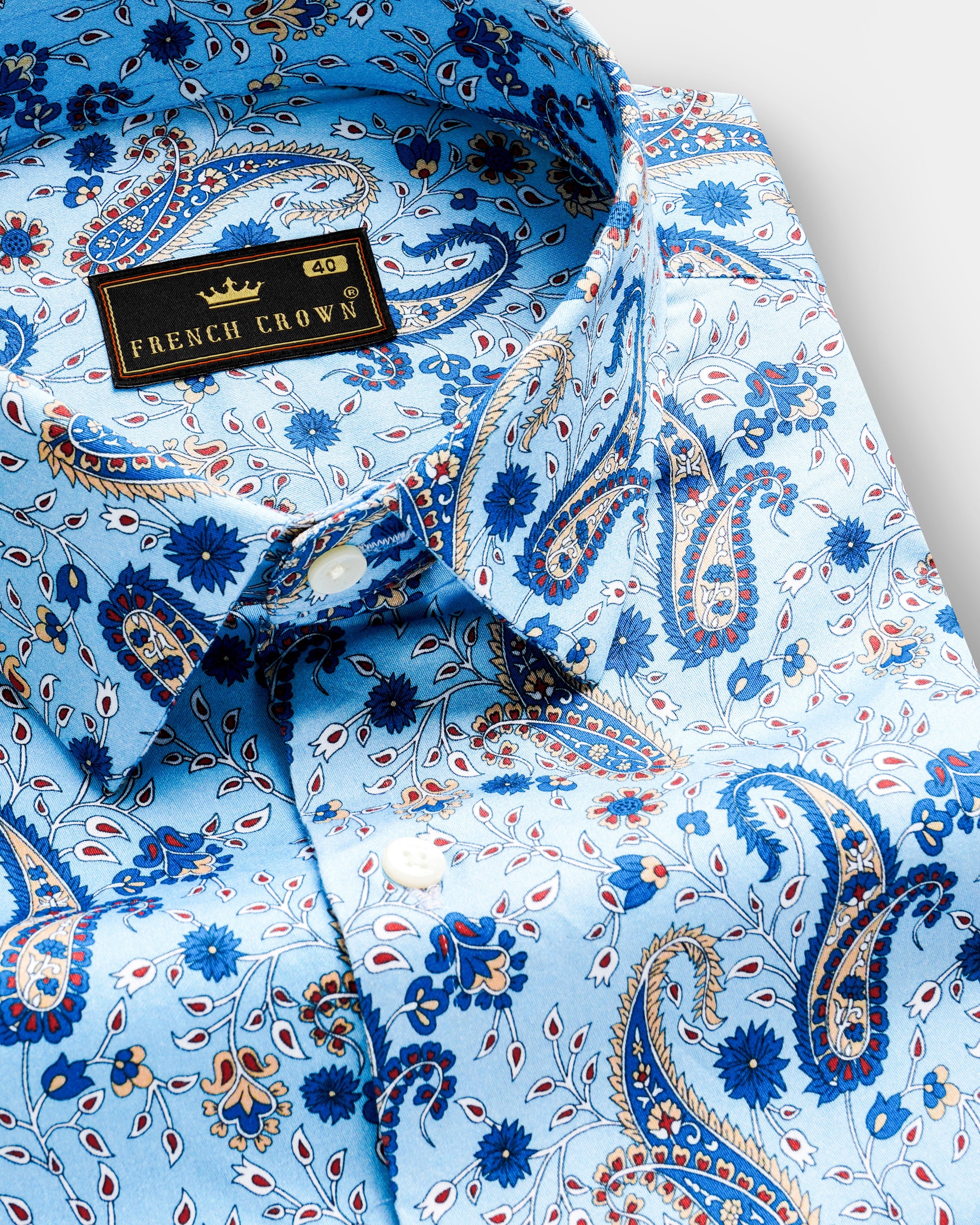 Glacier Blue Keri Casual Prints Premium Cotton Shirt For Men