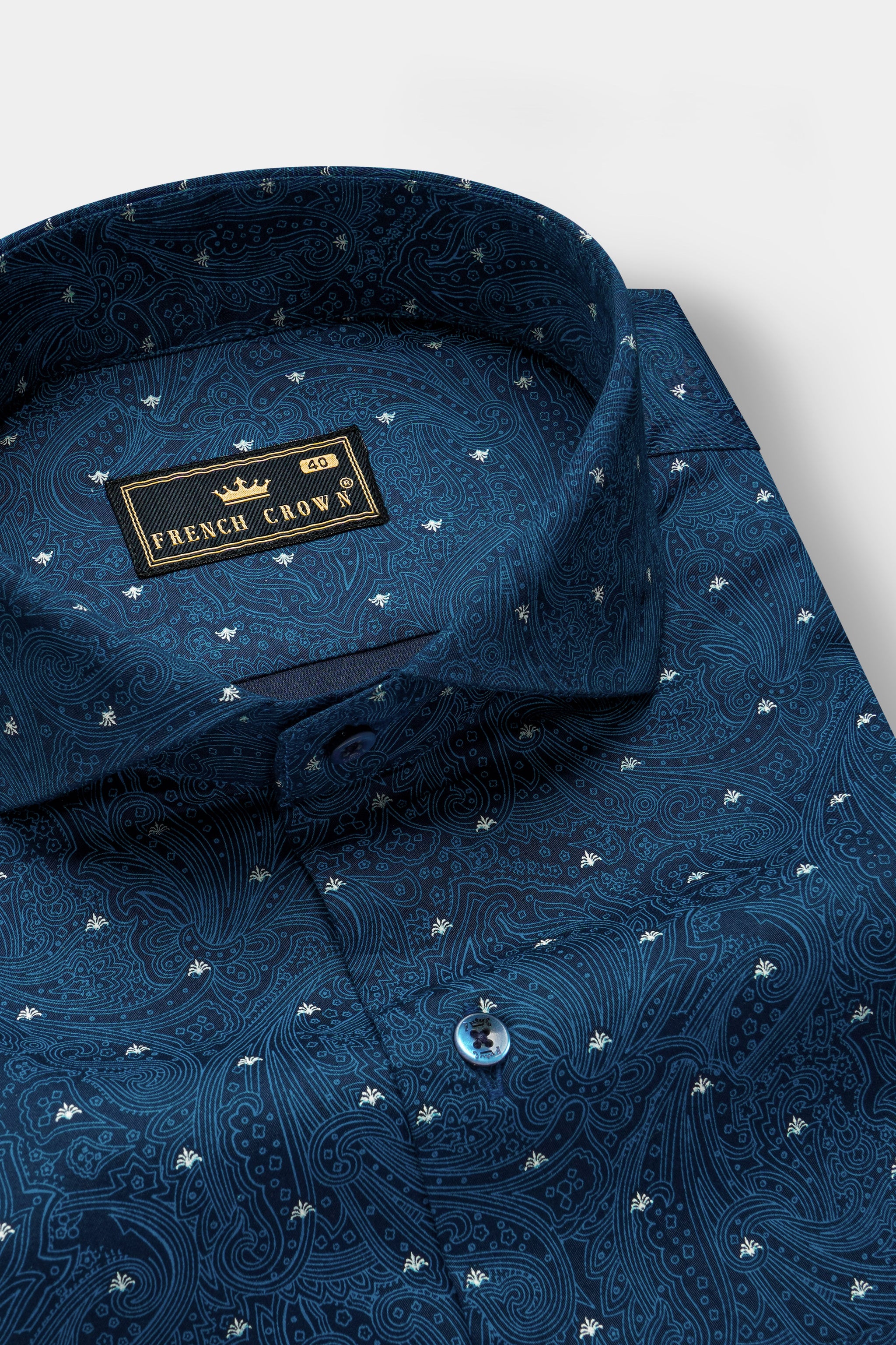 CelesteGlow-Downriver Blue Semi Formal Prints Premium Cotton Shirt For Men