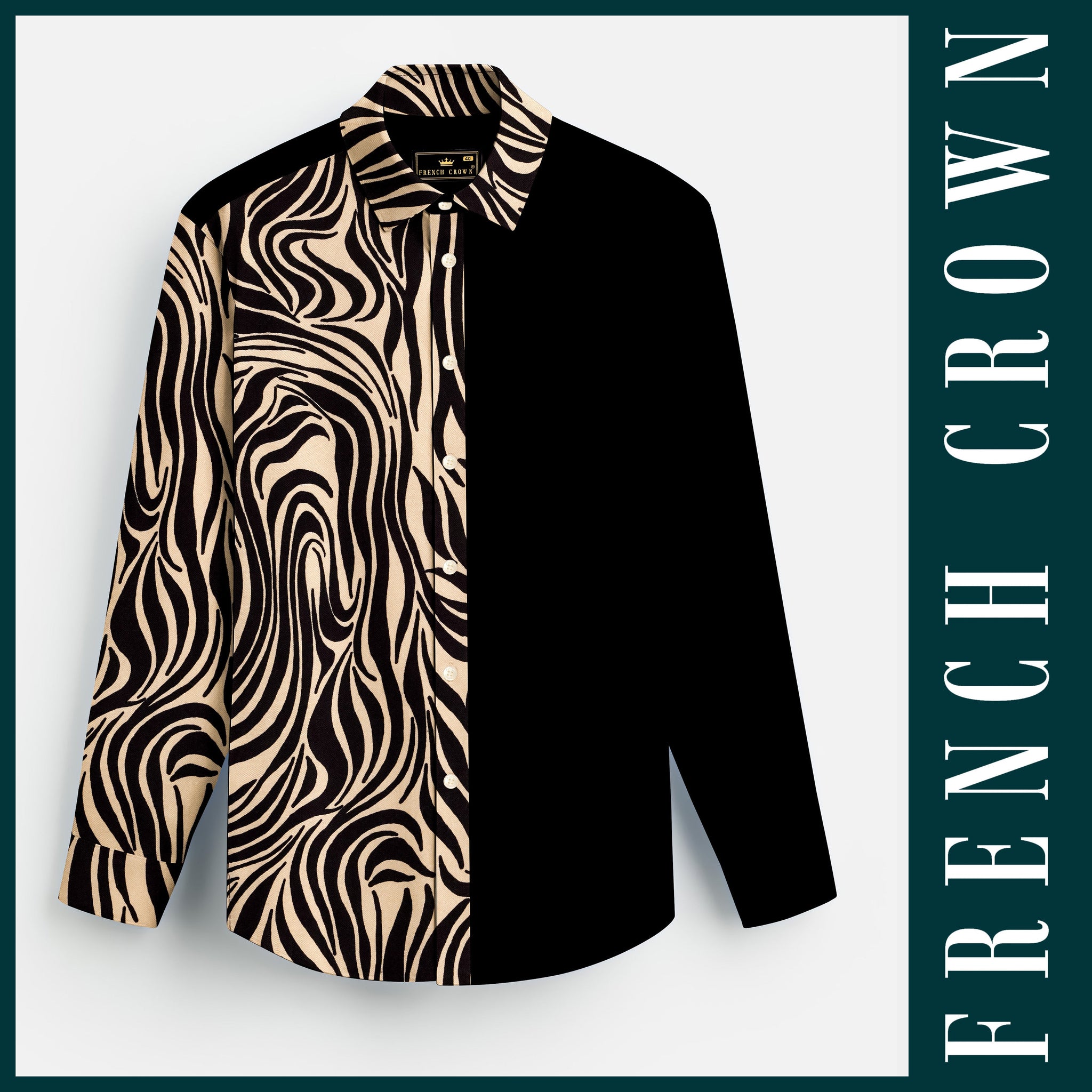 Safari Noir-Half Animal Printed And Jade Black Casual Plain-Solid ...