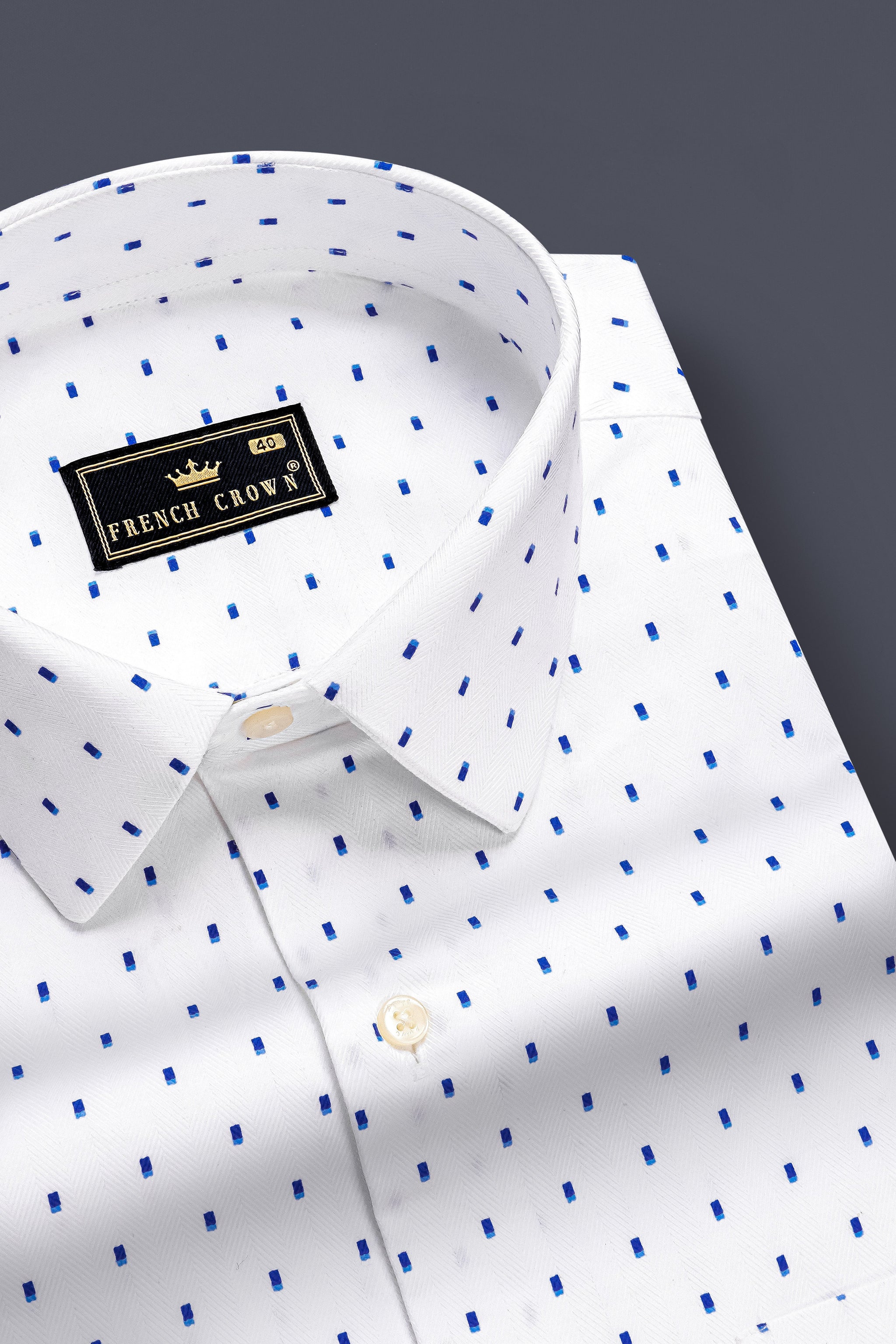 Azure Crest-Bright White and Persian Blue Formal Prints Premium Cotton ...