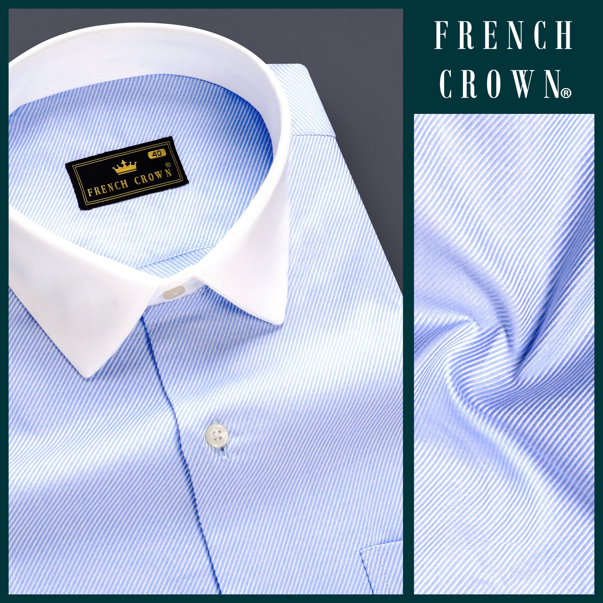 Sapphire Mist-Melrose Blue Formal Plain-Solid Premium Cotton Shirt For Men