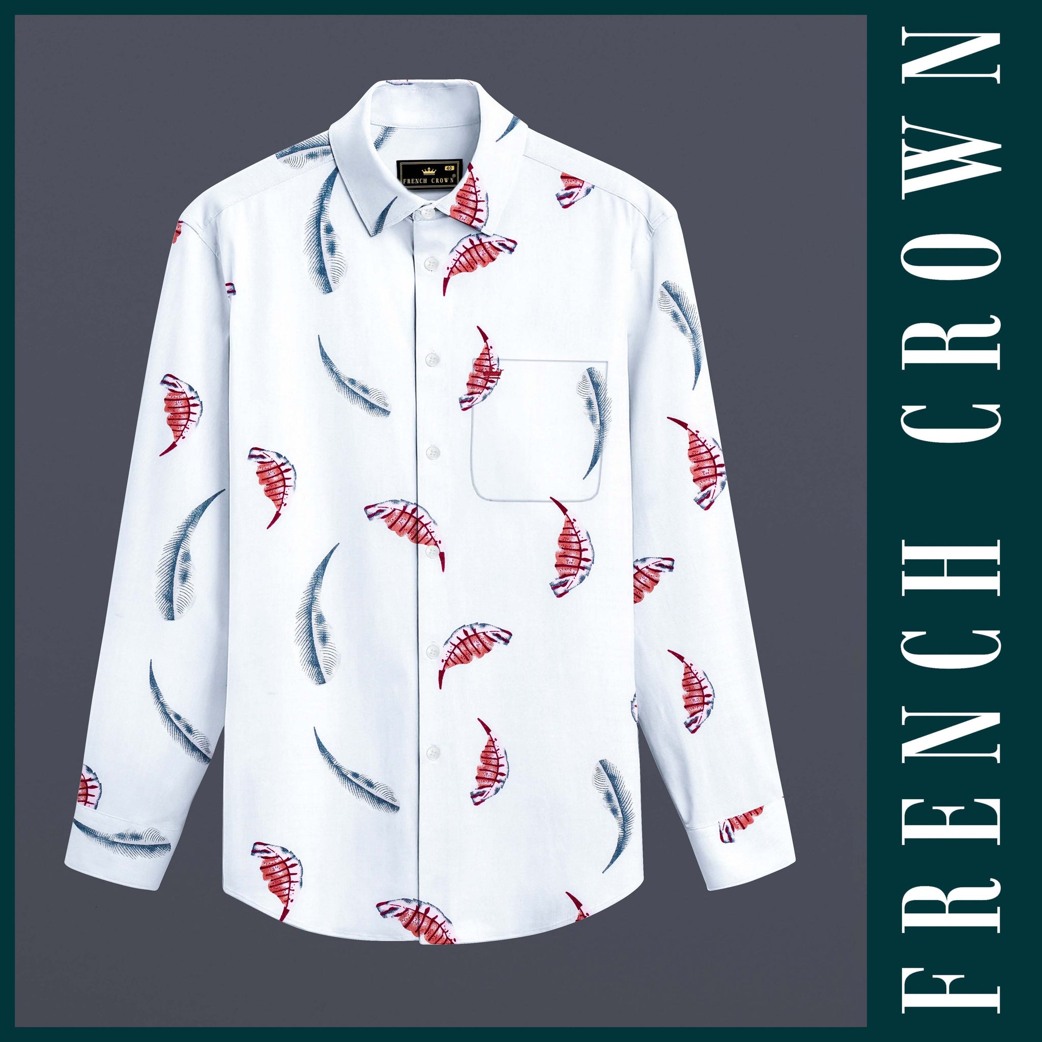 Alpine Leaf-Bright White Leaves Casual Prints Premium Cotton Shirt For Men