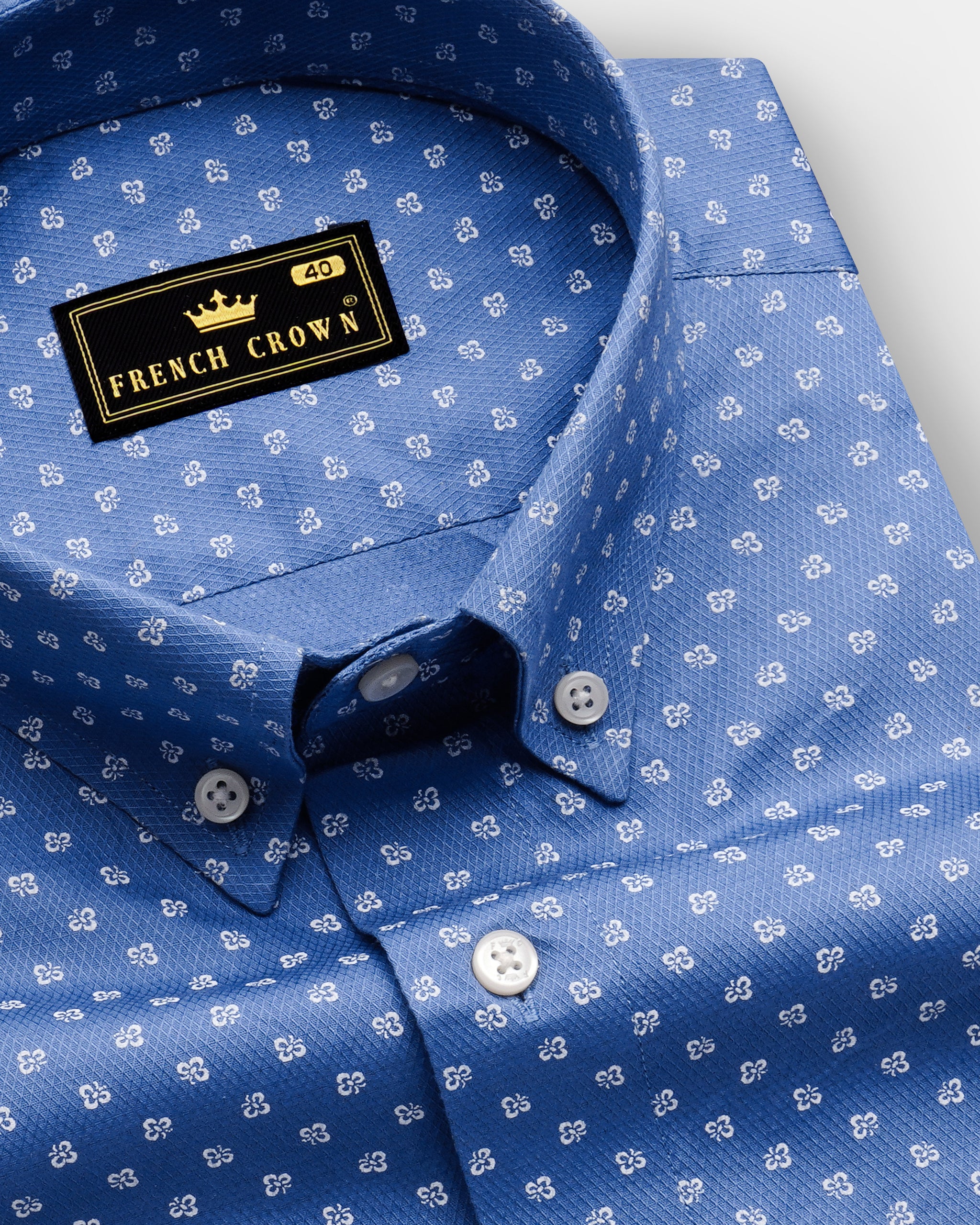Dusty Blue Casual Textured Premium Cotton Shirt For men