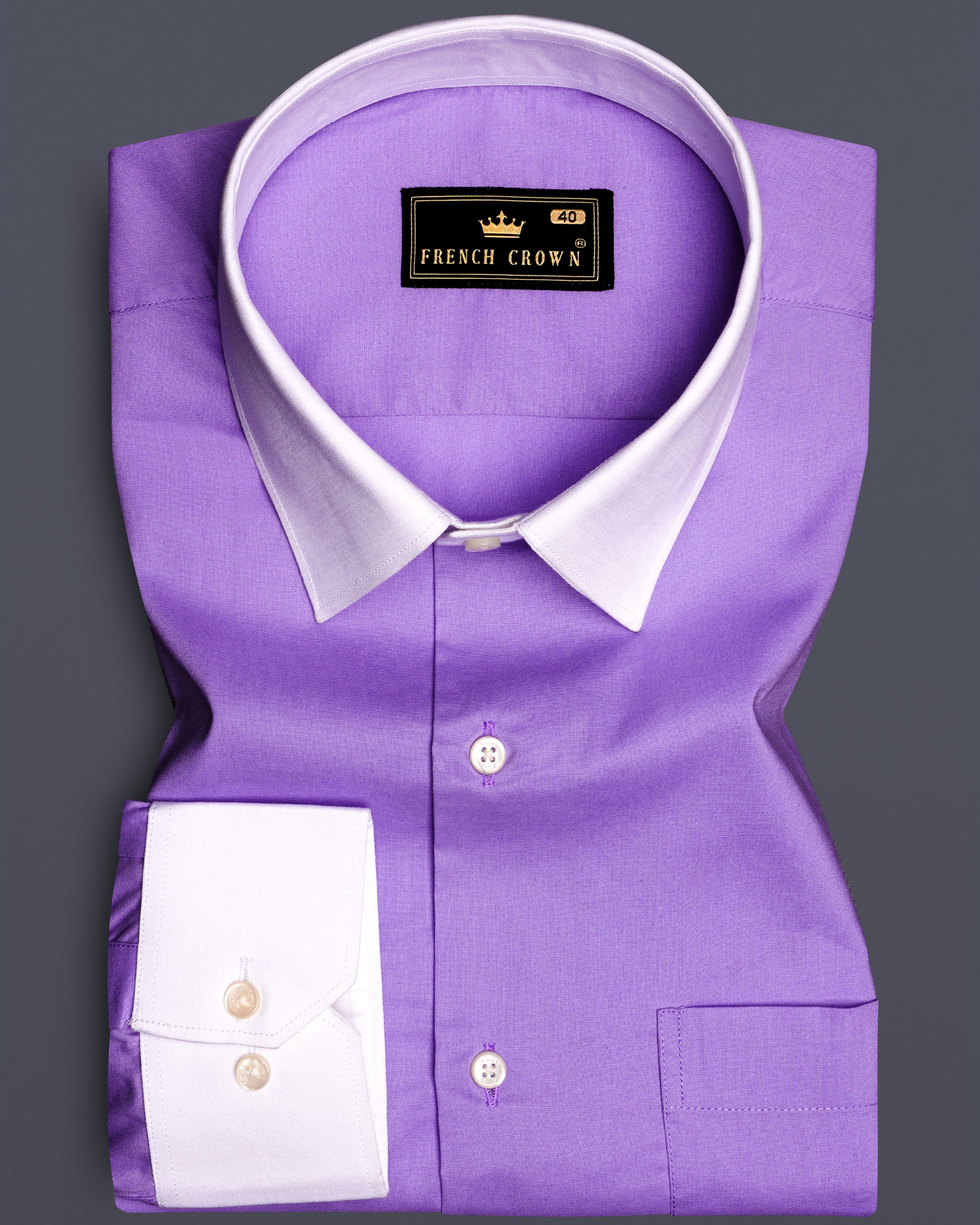Amethyst-Rich Lilac Purple Formal Plain Solid Premium Cotton Shirt For Men