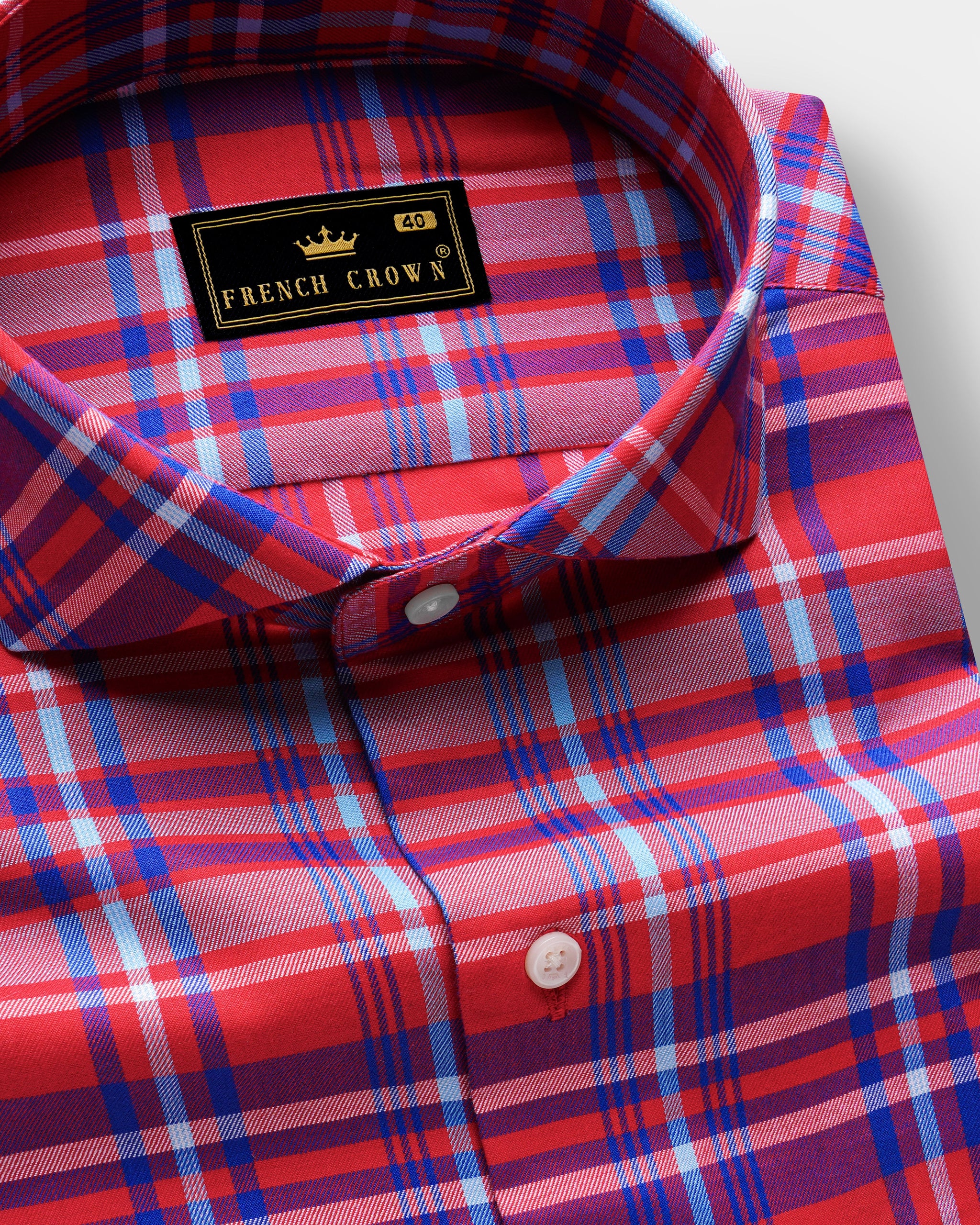 Rublen-Shiraz Red And Torea Bay Blue Casual Checks Plaid Premium Cotton ...