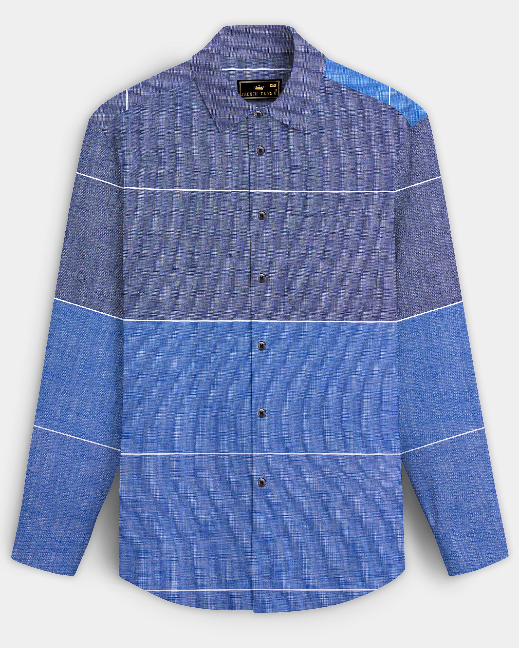 Vintrex-Comet Blue And Marino Casual Stripes Premium Cotton Shirt For Men