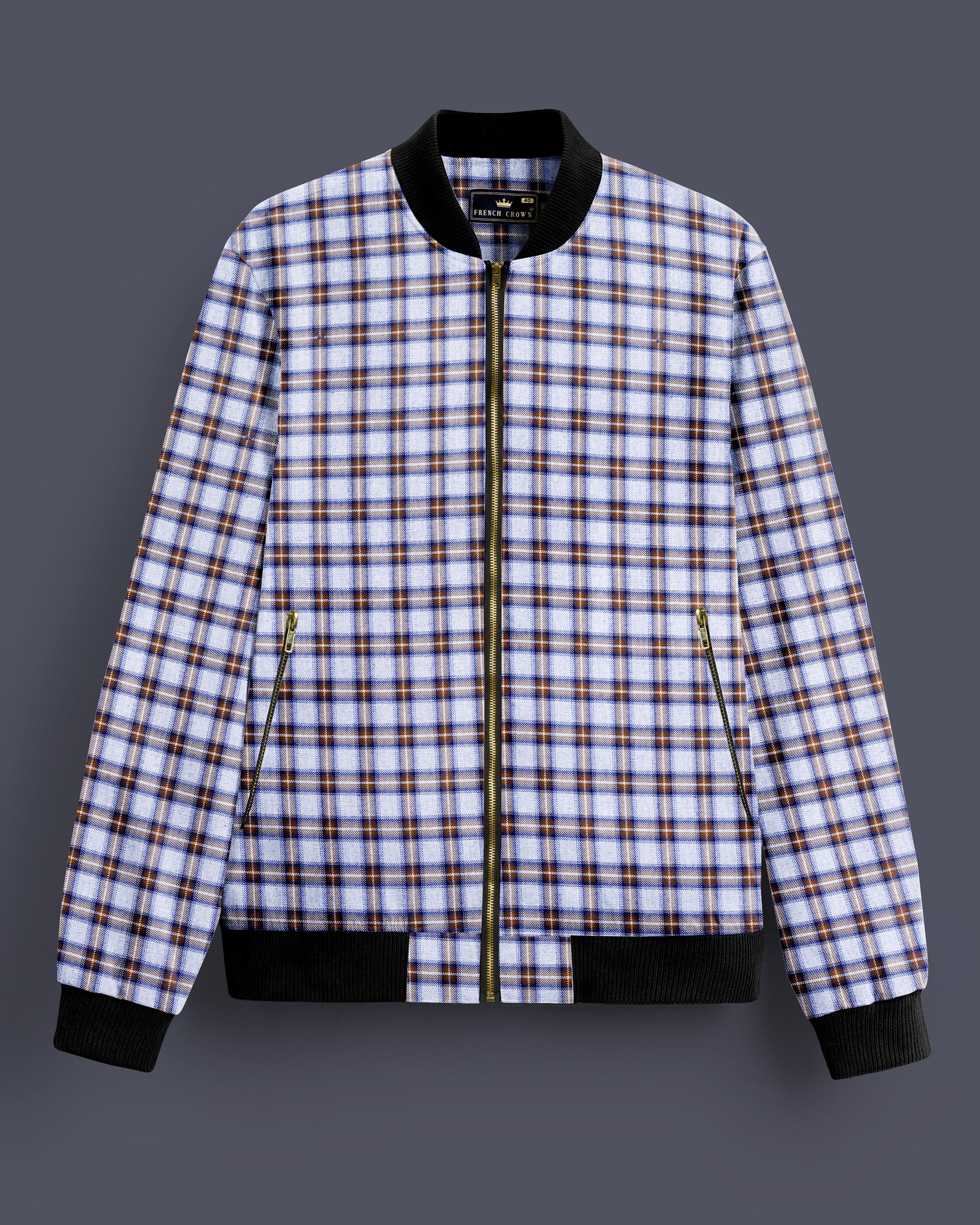 Castaire-Chateau Blue with Cocoa Brown Casual Checks Plaid Premium ...