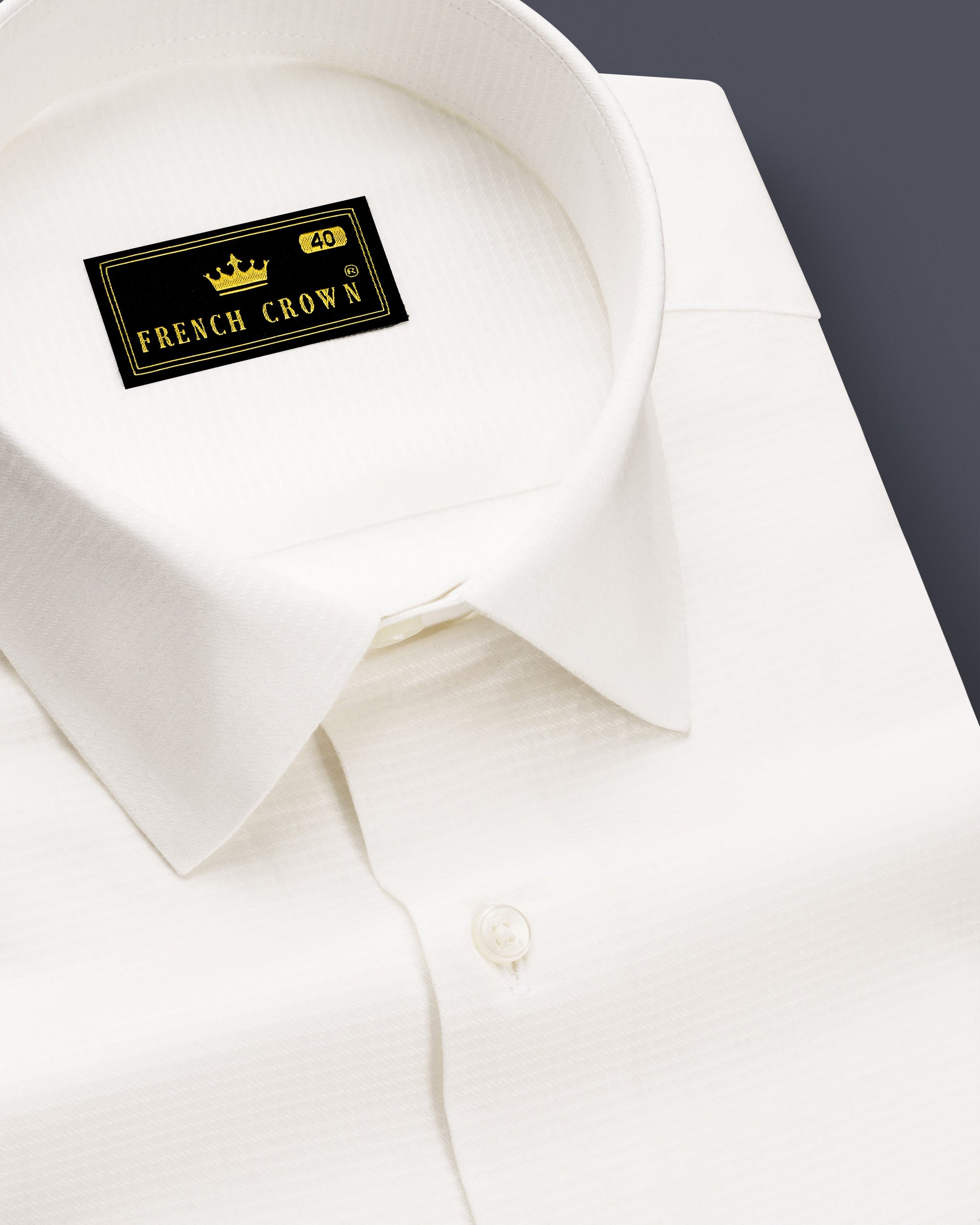 Ivoreo-Eggshell White Textured Formal Premium Cotton Shirt For Men