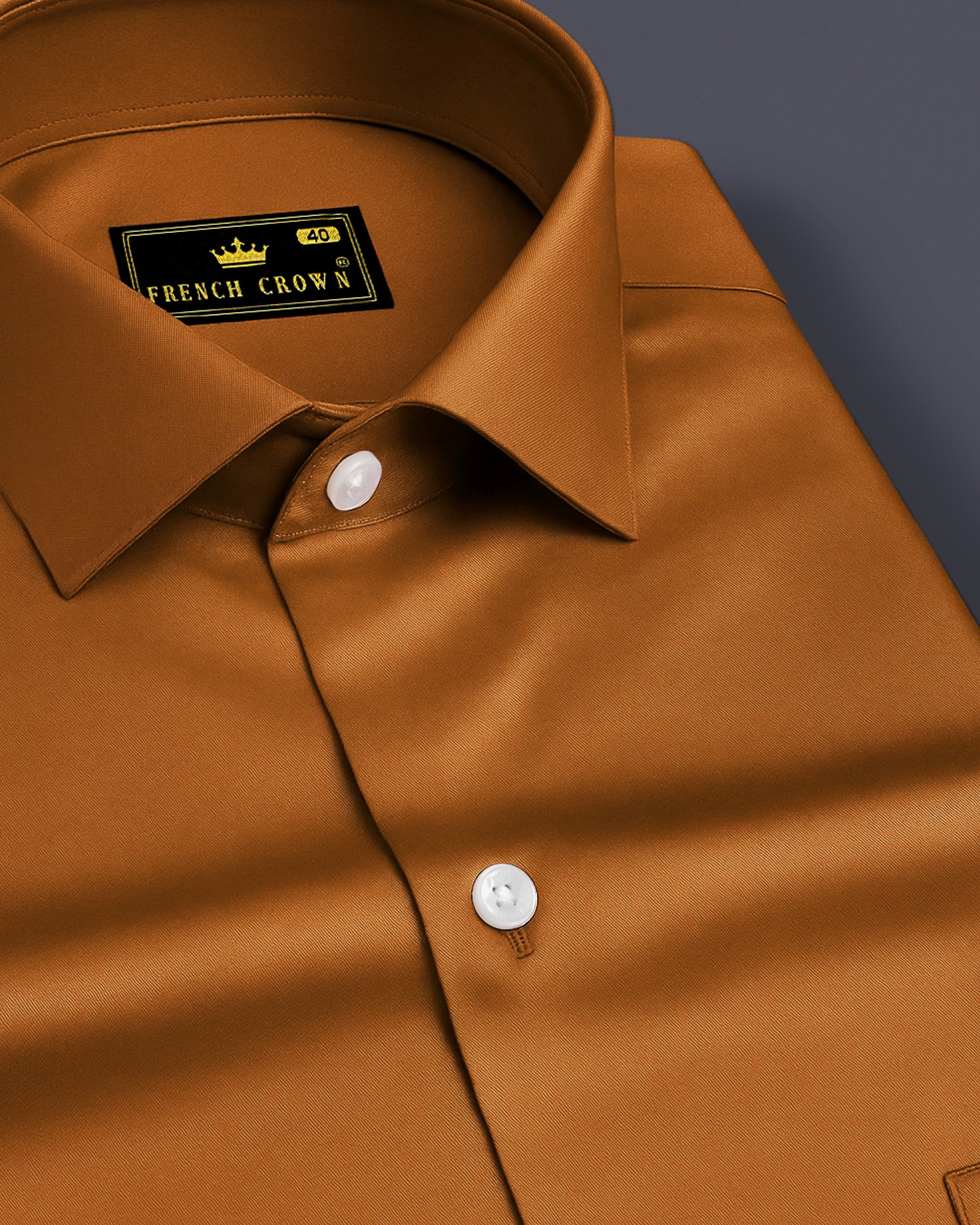 Lustran-Sienna Brown Plain-Solid Formal Premium Cotton Shirt For Men