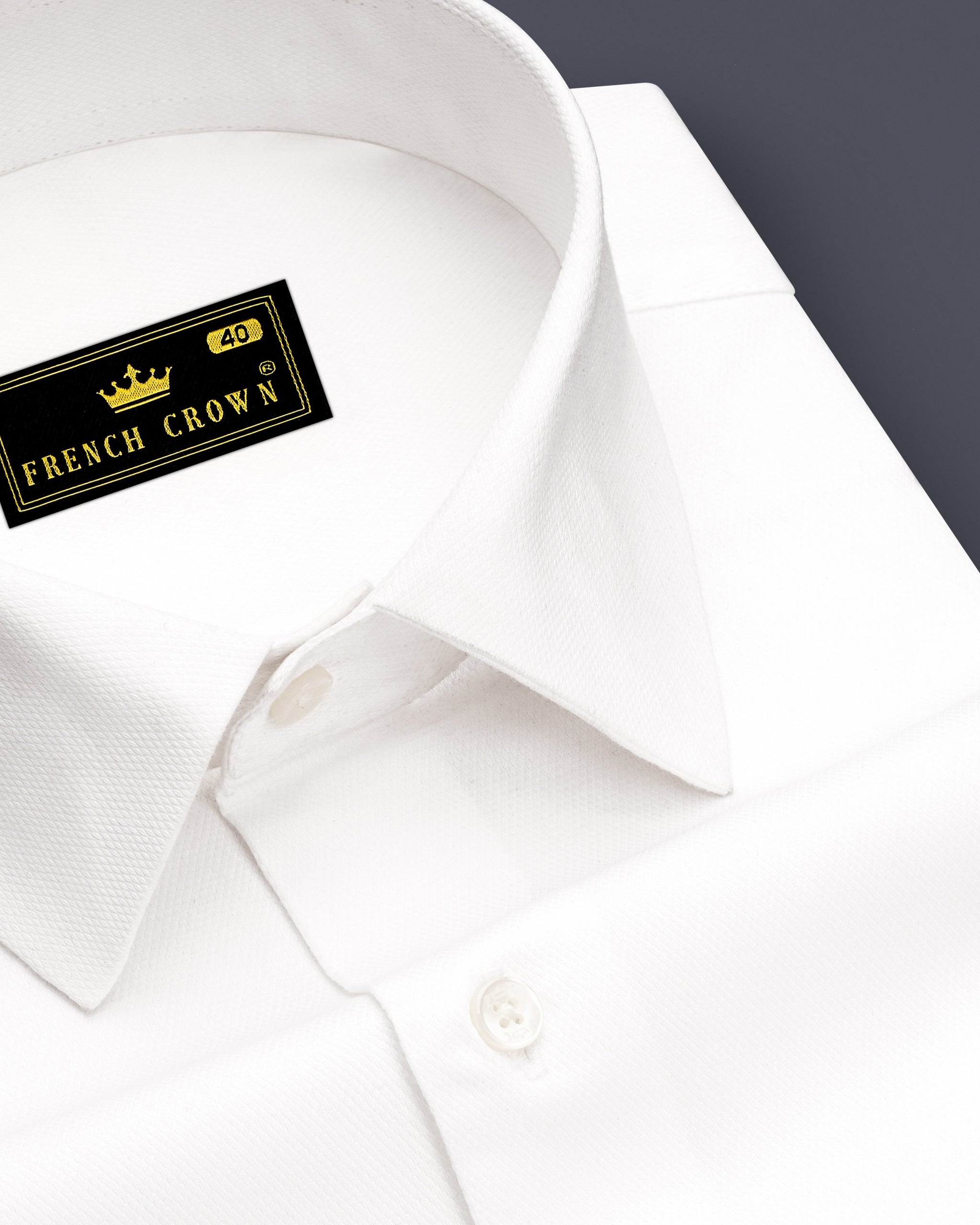 Ivoryx-Bright White Textured Formal Premium Cotton Shirt For Men