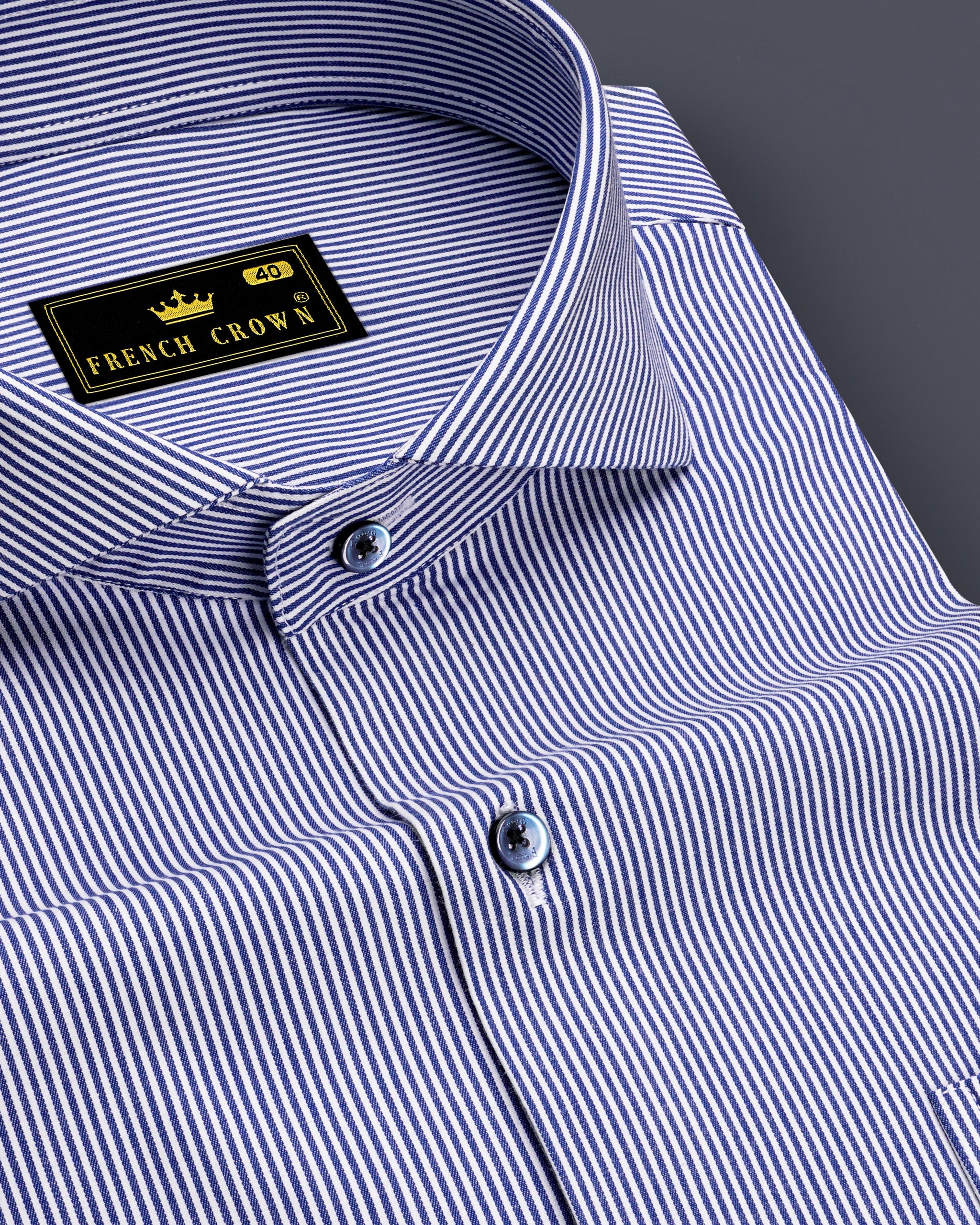 Velorin-Steel Blue Pinstriped Stripes Formal Premium Cotton Shirt For Men