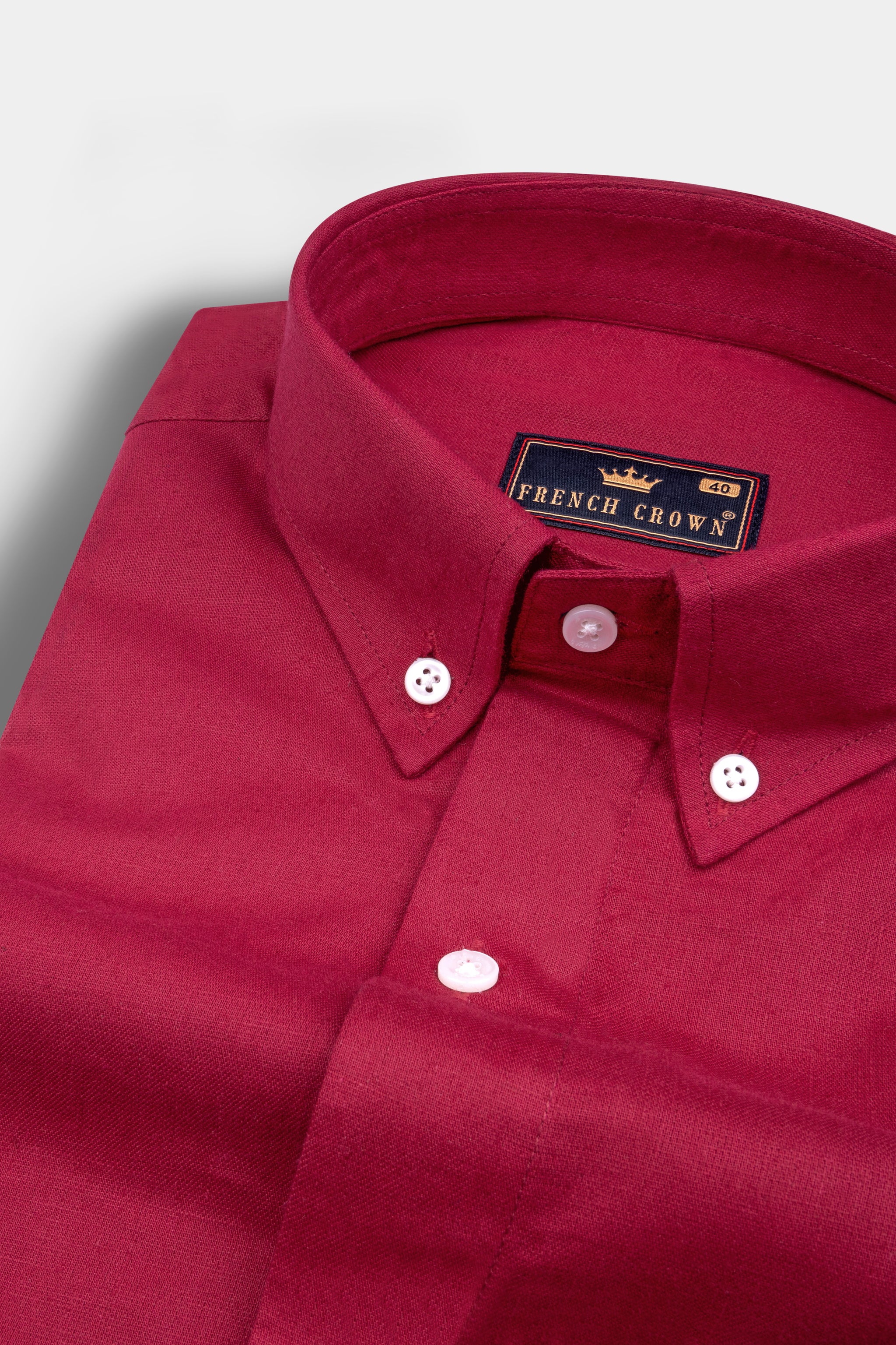 Shiraz Red Casual Plain-Solid Premium Cotton Button-Down Shirt For Men ...