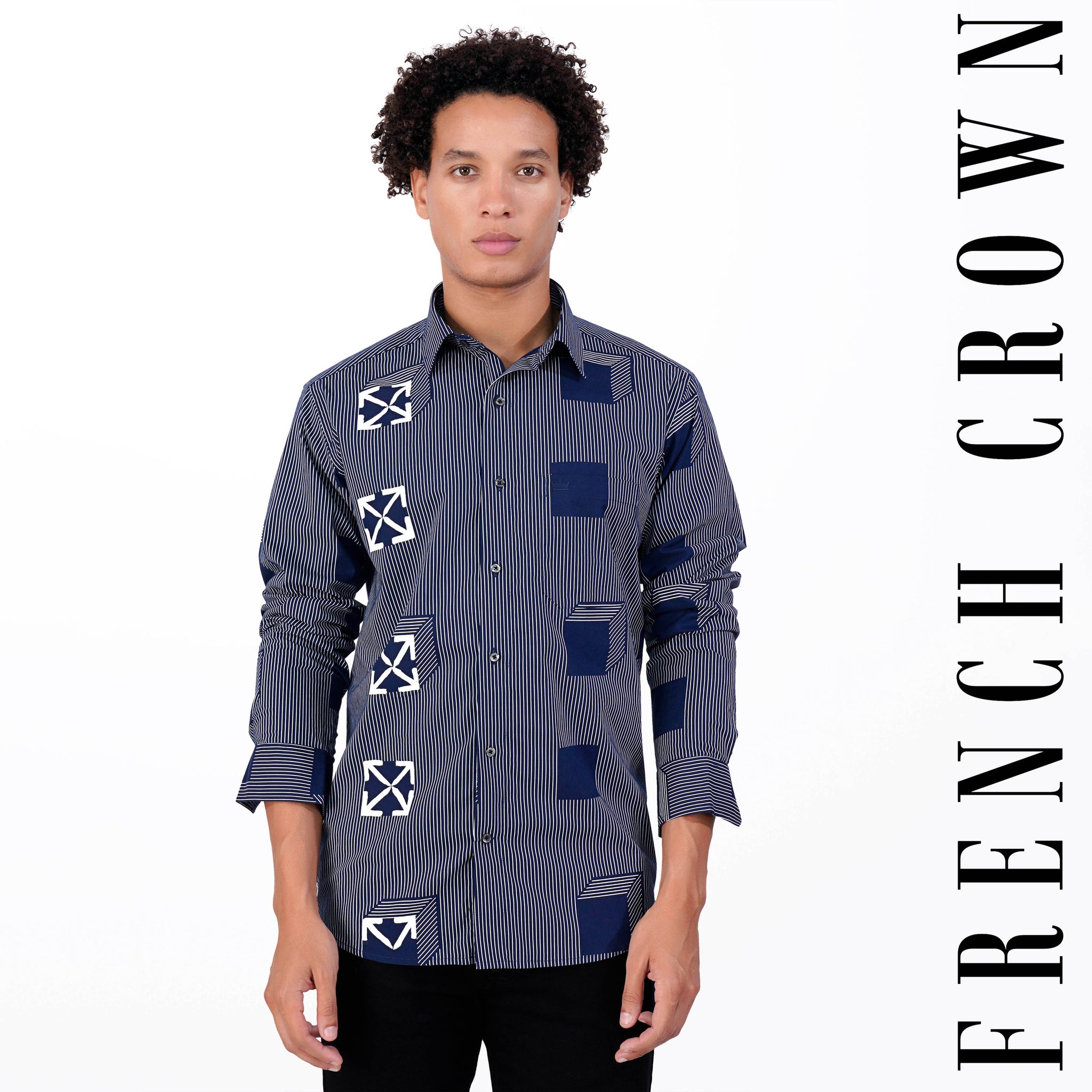 Cloud Burst Blue Casual Stripes Premium Cotton Shirt For Men