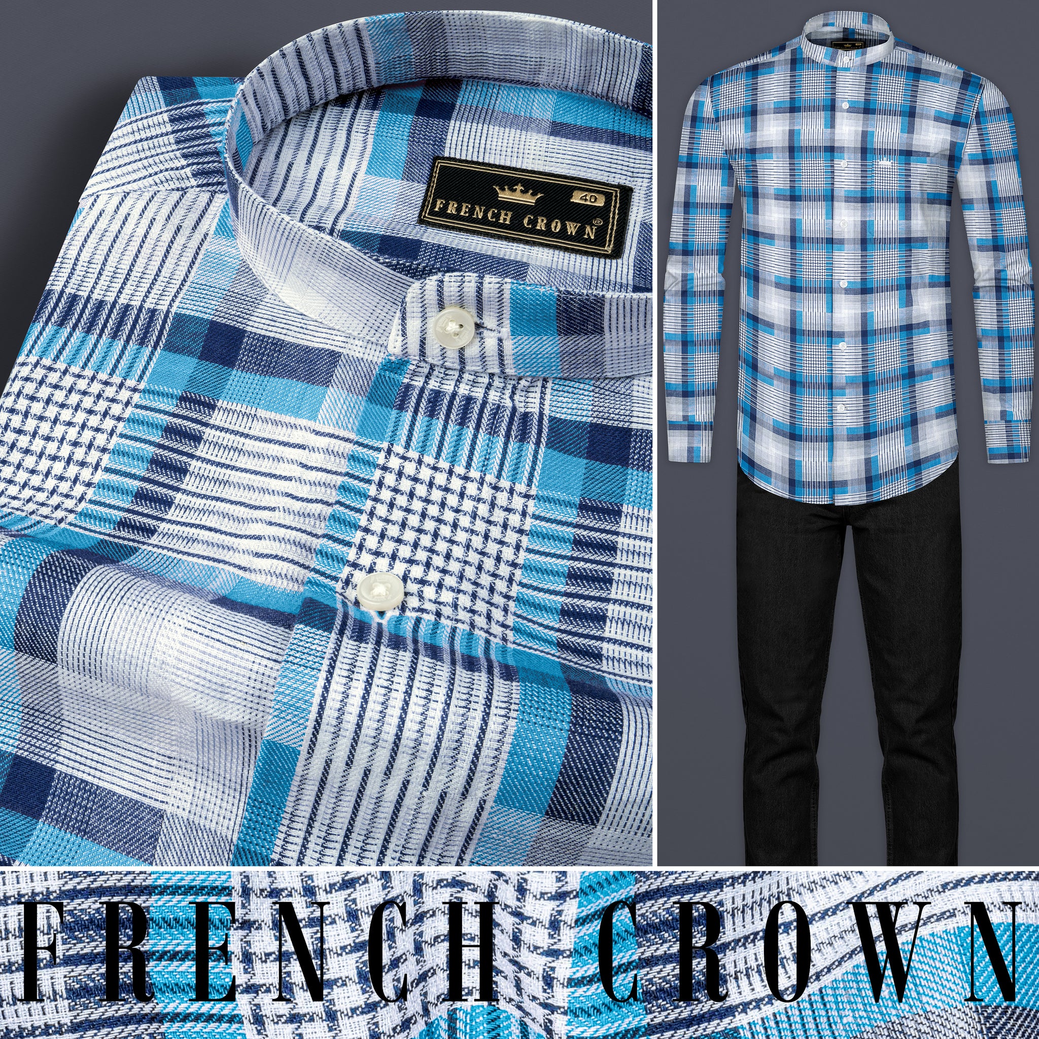 White and Shakespeare Blue Checks-Plaid Casual Premium Cotton Shirt For ...