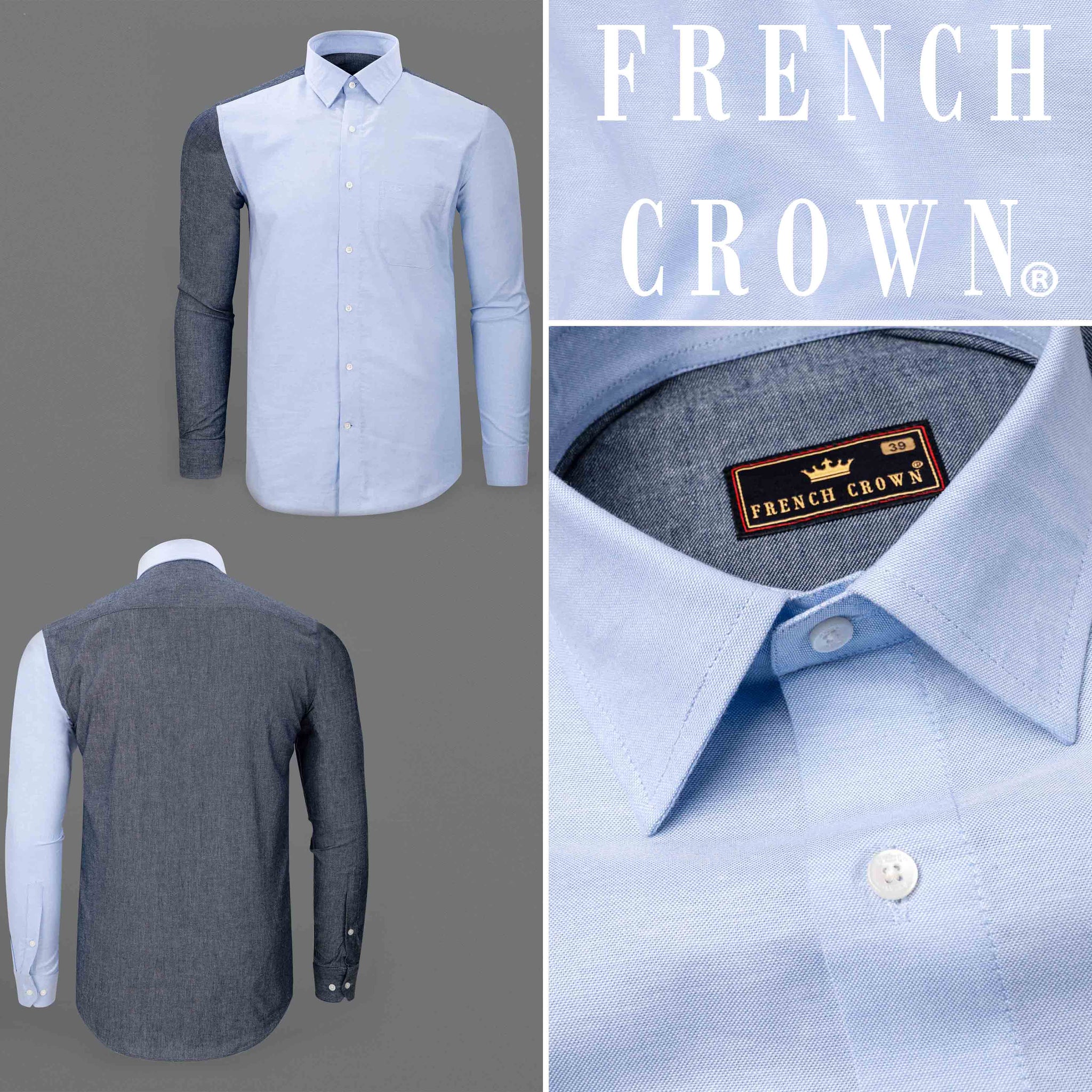 Tealish Blue and Gray Plain-Solid Casual Premium Cotton Shirt For Men ...