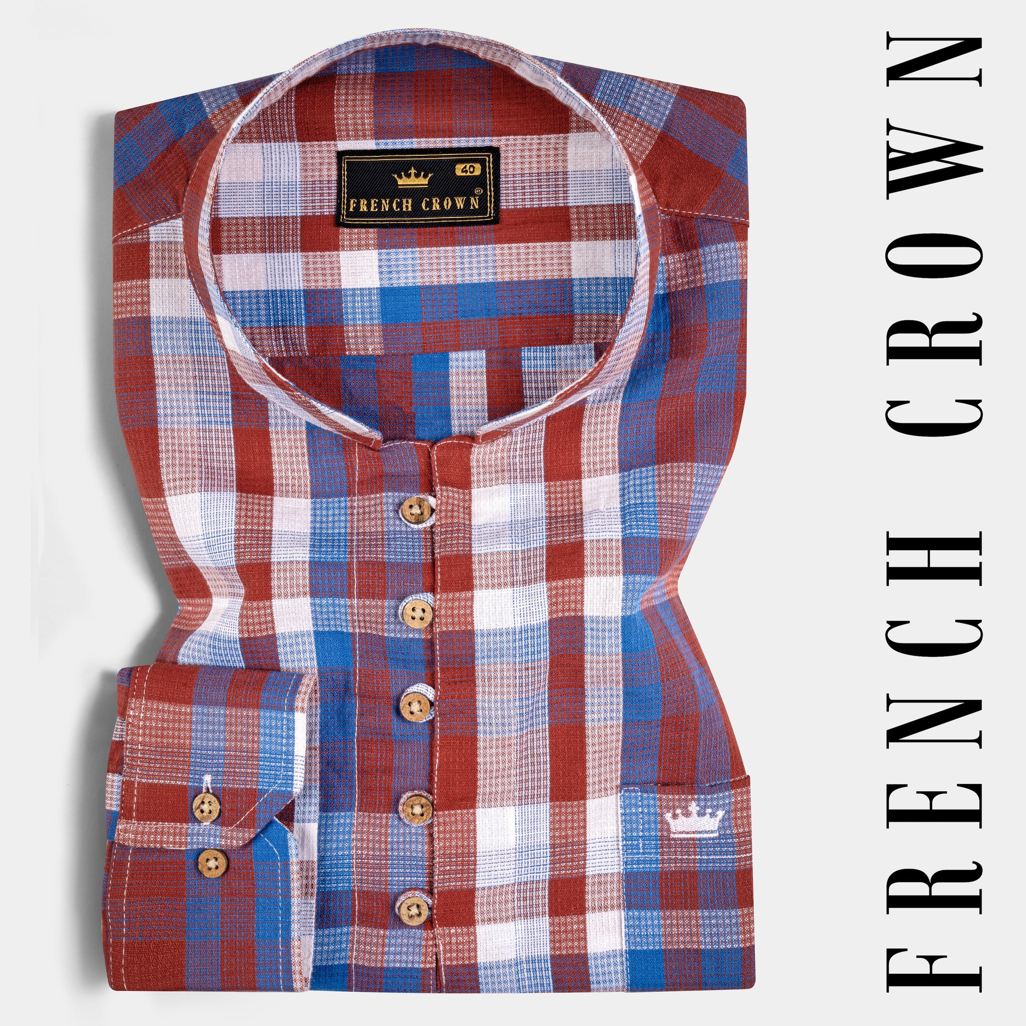Chestnut Red and Venice Blue Prints Checks-Plaid Casual Premium Cotton ...