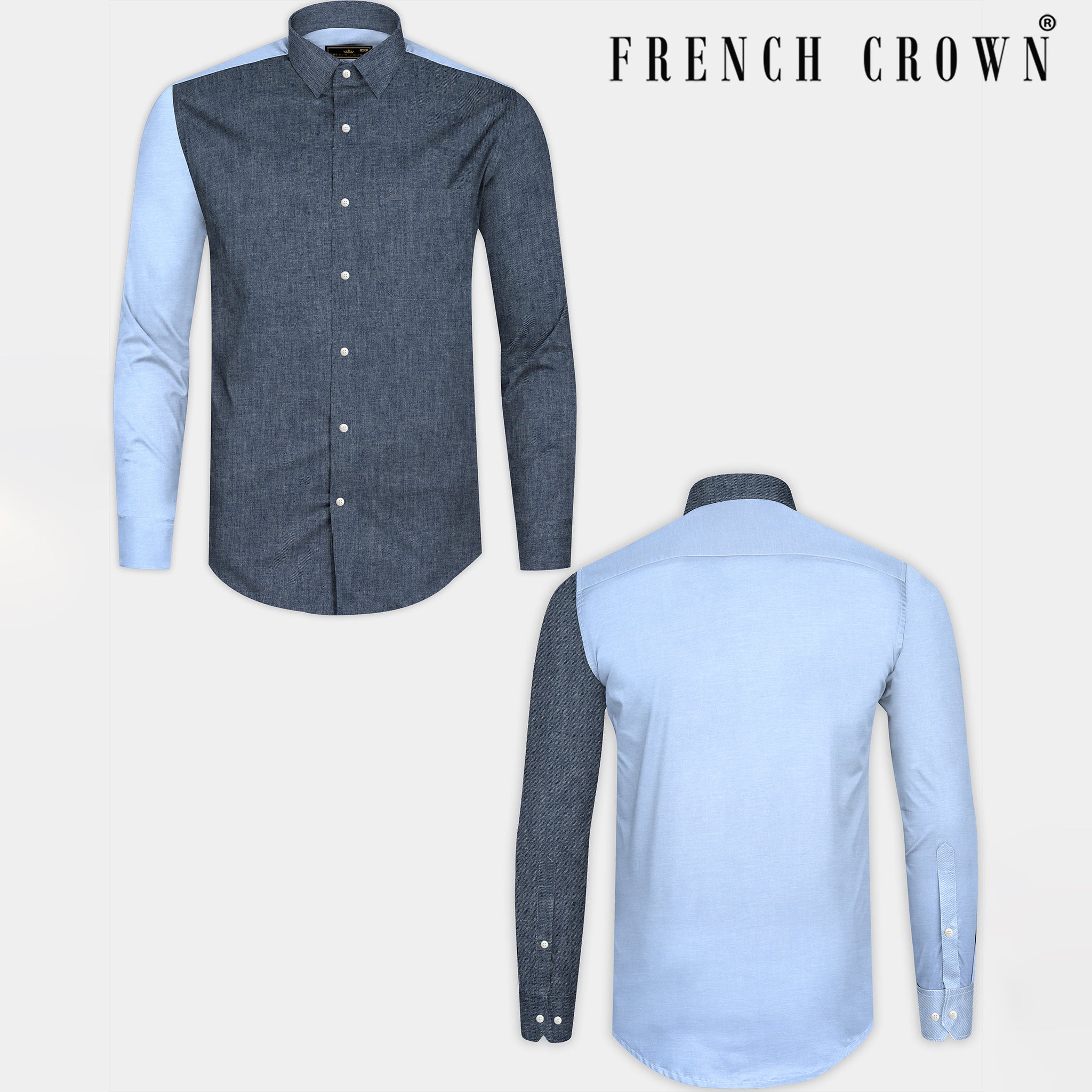Manatee Grey with Sky Plain-Solid Casual Premium Cotton Shirt For Men ...