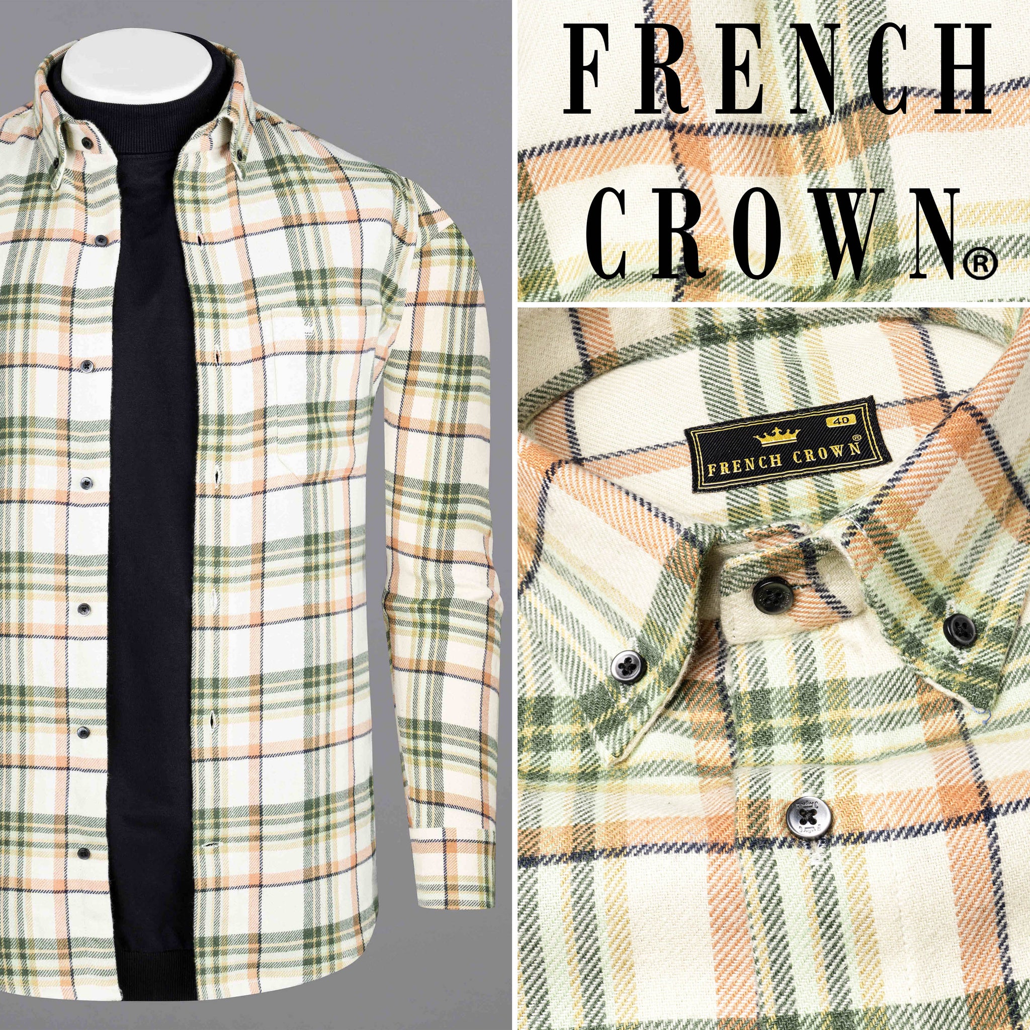 Rum Swizzle With Finch Green Checks-Plaid Premium Cotton Shackets ...