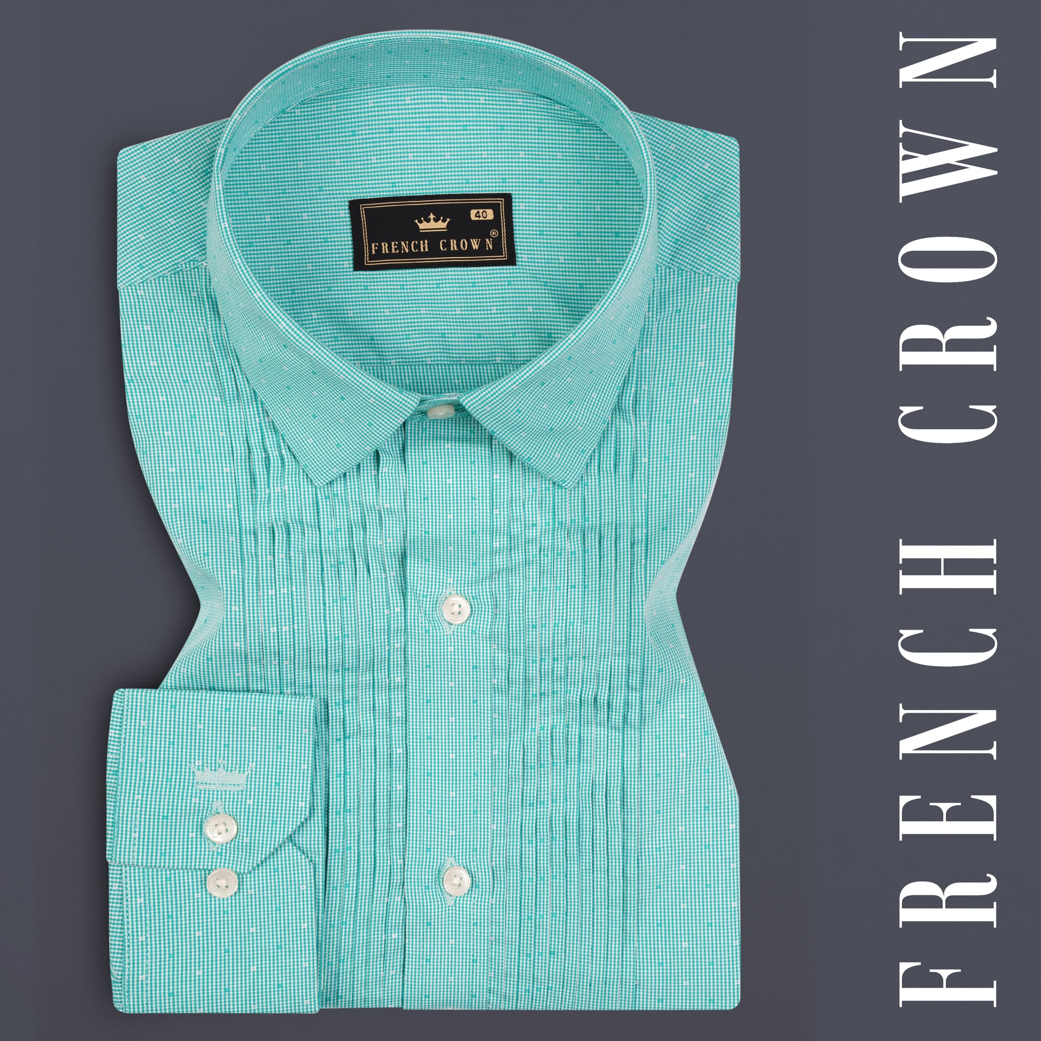 Turquoise Formal Textured Premium Cotton Tuxedo Shirt For Men - Snitch ...