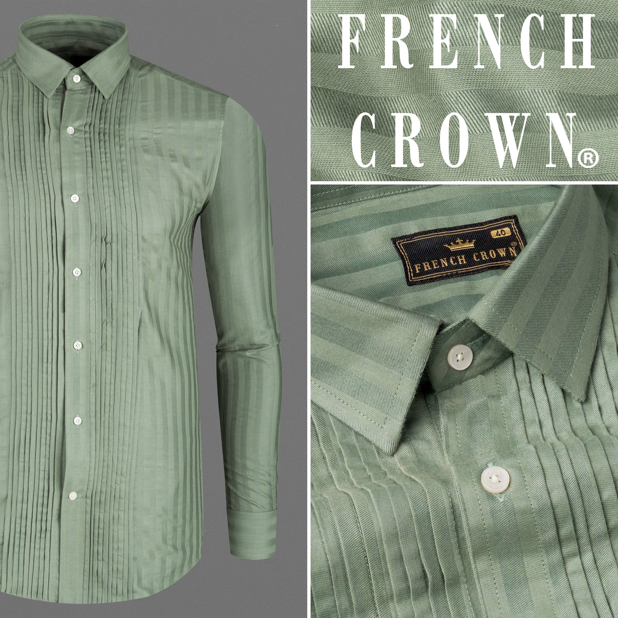 Flax Smoke Formal/Casual Stripes Premium Cotton Tuxedo Shirt For Men ...