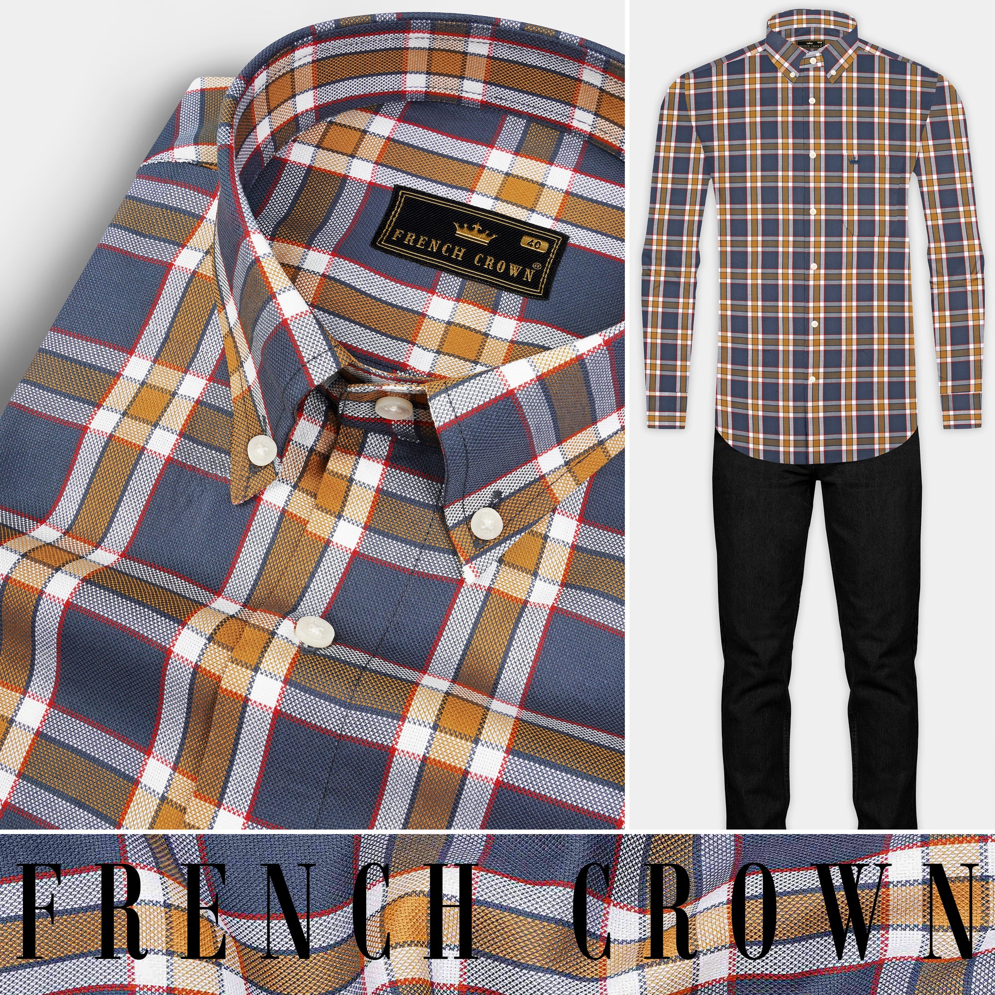 Scarpa Flow Grey and Di Serria Checks-Plaid Premium Cotton Button-Down ...