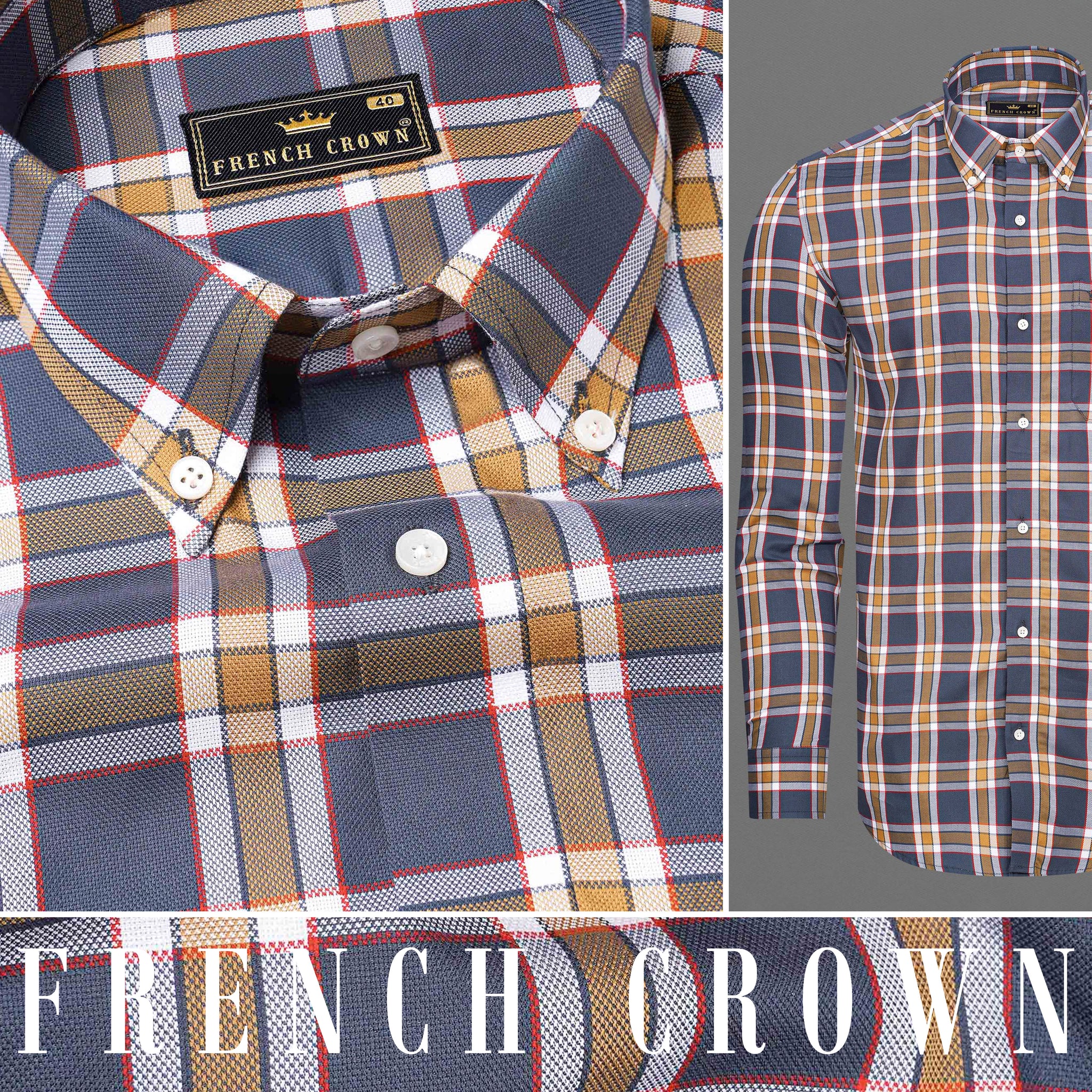 Scarpa Flow Grey and Di Serria Checks-Plaid Premium Cotton Button-Down ...